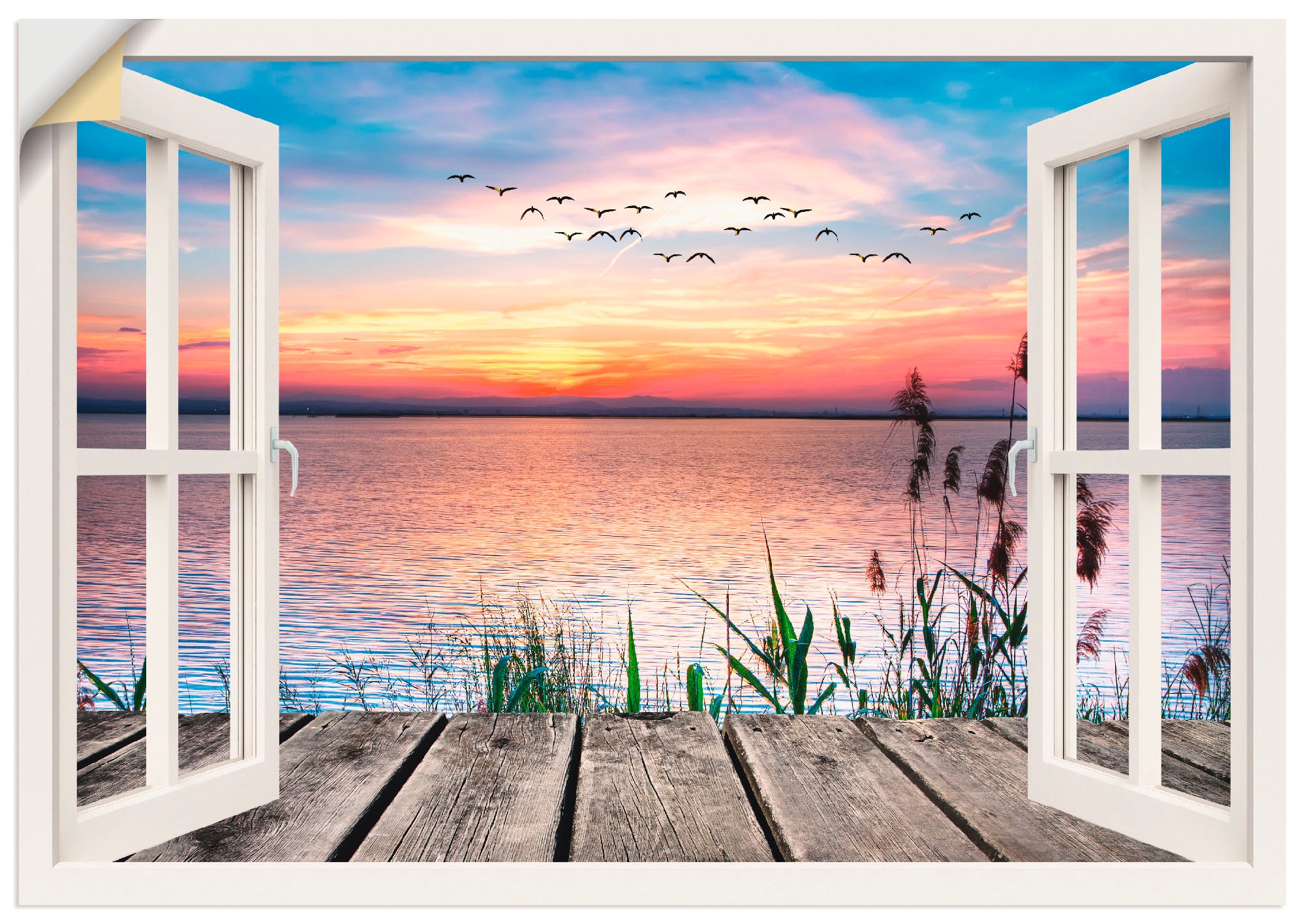 Artland Wandbild »See in den Farben der Wolken«, Fensterblick, (1 St.), als Leinwandbild, Poster ...