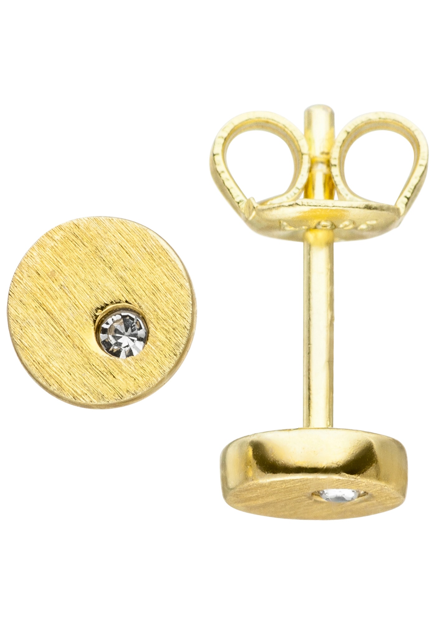 JOBO Paar Ohrstecker, rund 925 Silber vergoldet mit Zirkonia online ...