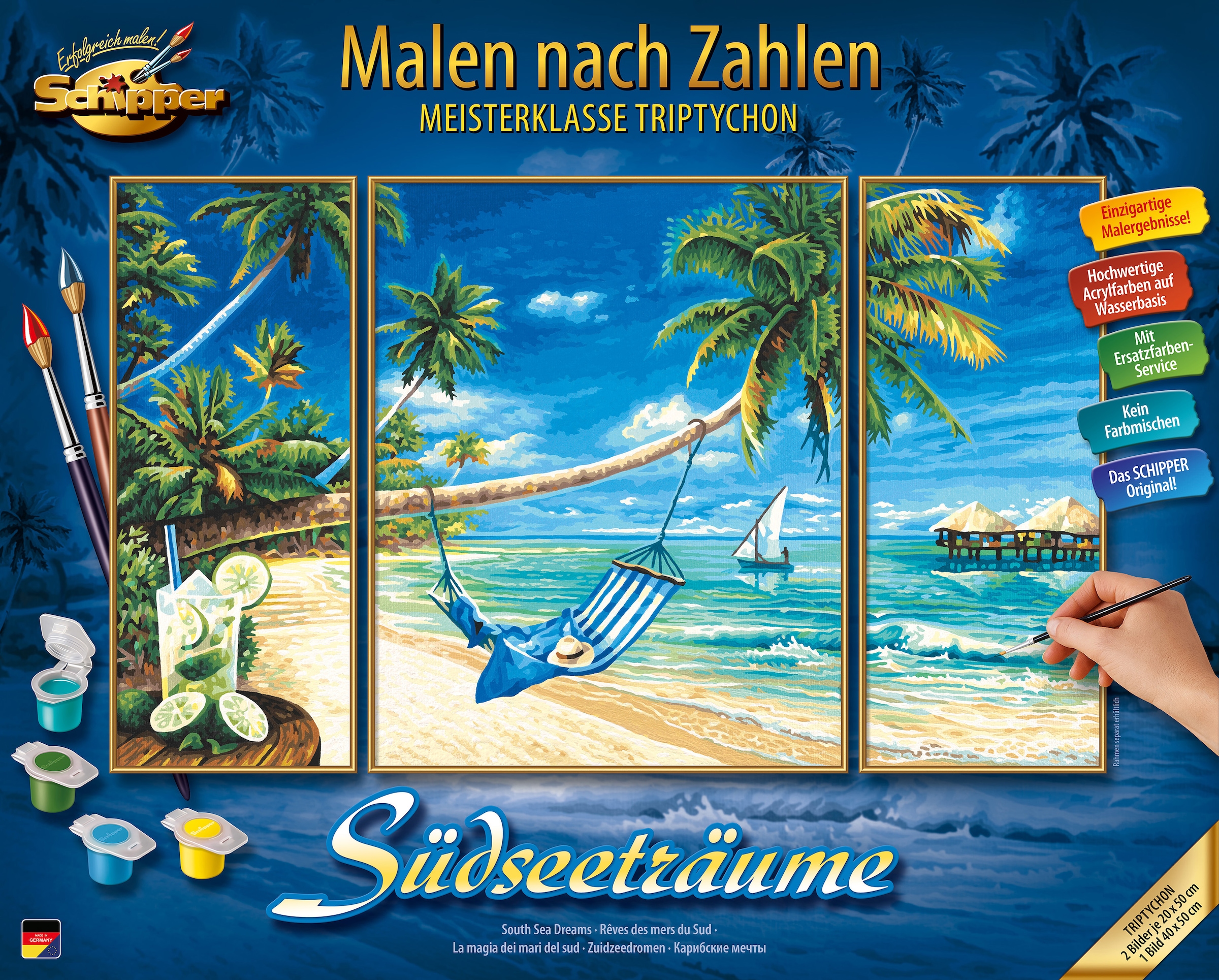Black Friday Schipper Malen nach Zahlen »Meisterklasse Triptychon - Südseeträume«, Made in ...