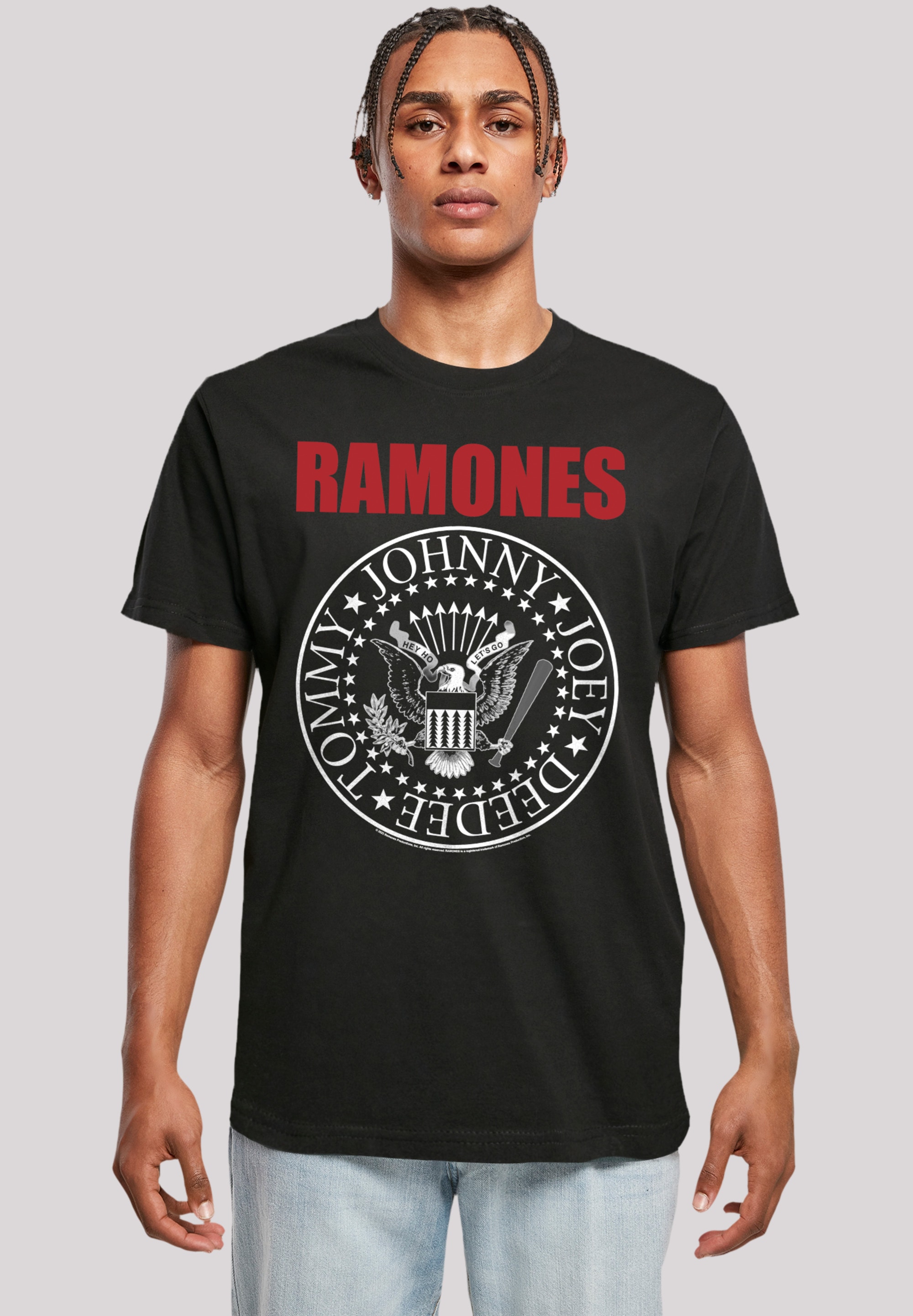 F4NT4STIC T-Shirt »Ramones Rock Musik Band Red Text Seal«, Premium ...