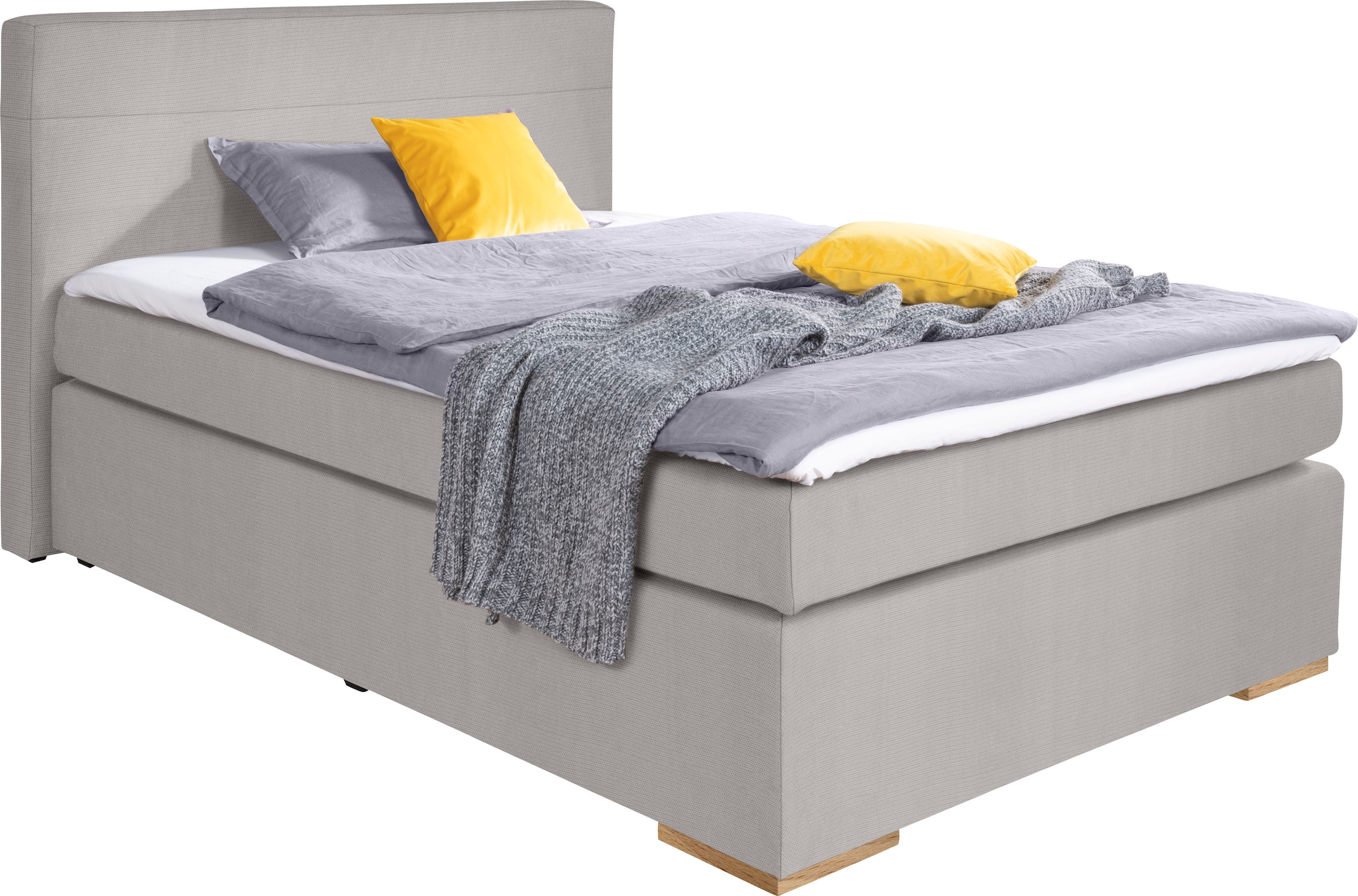 alina Boxspringbett »Nikki«, inklusive Matratze und Topper, Füße Buche ...