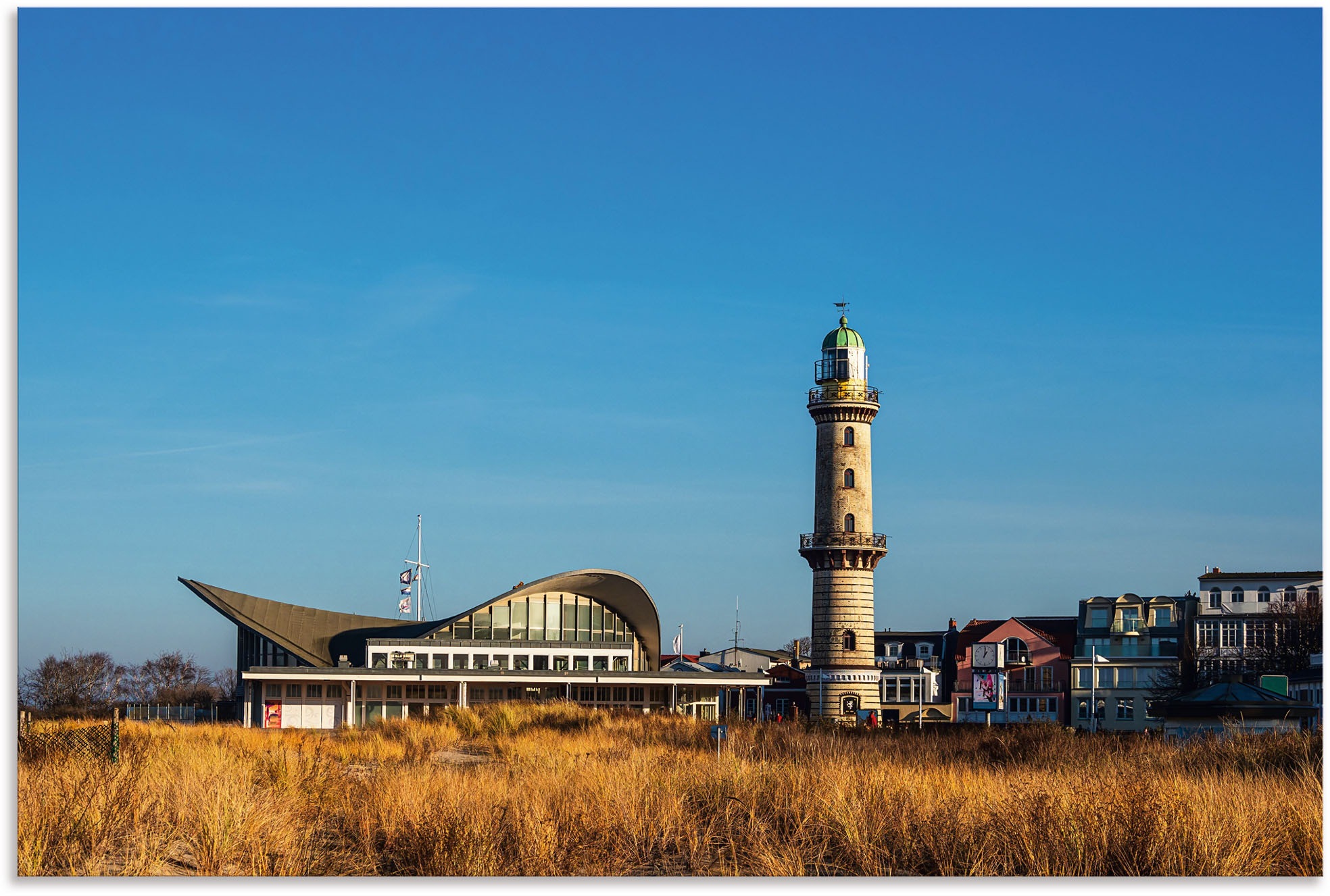 Artland Wandbild »Leuchtturm mit Teepott in Warnemünde«, Gebäude, (1 St.), als Alubild ...