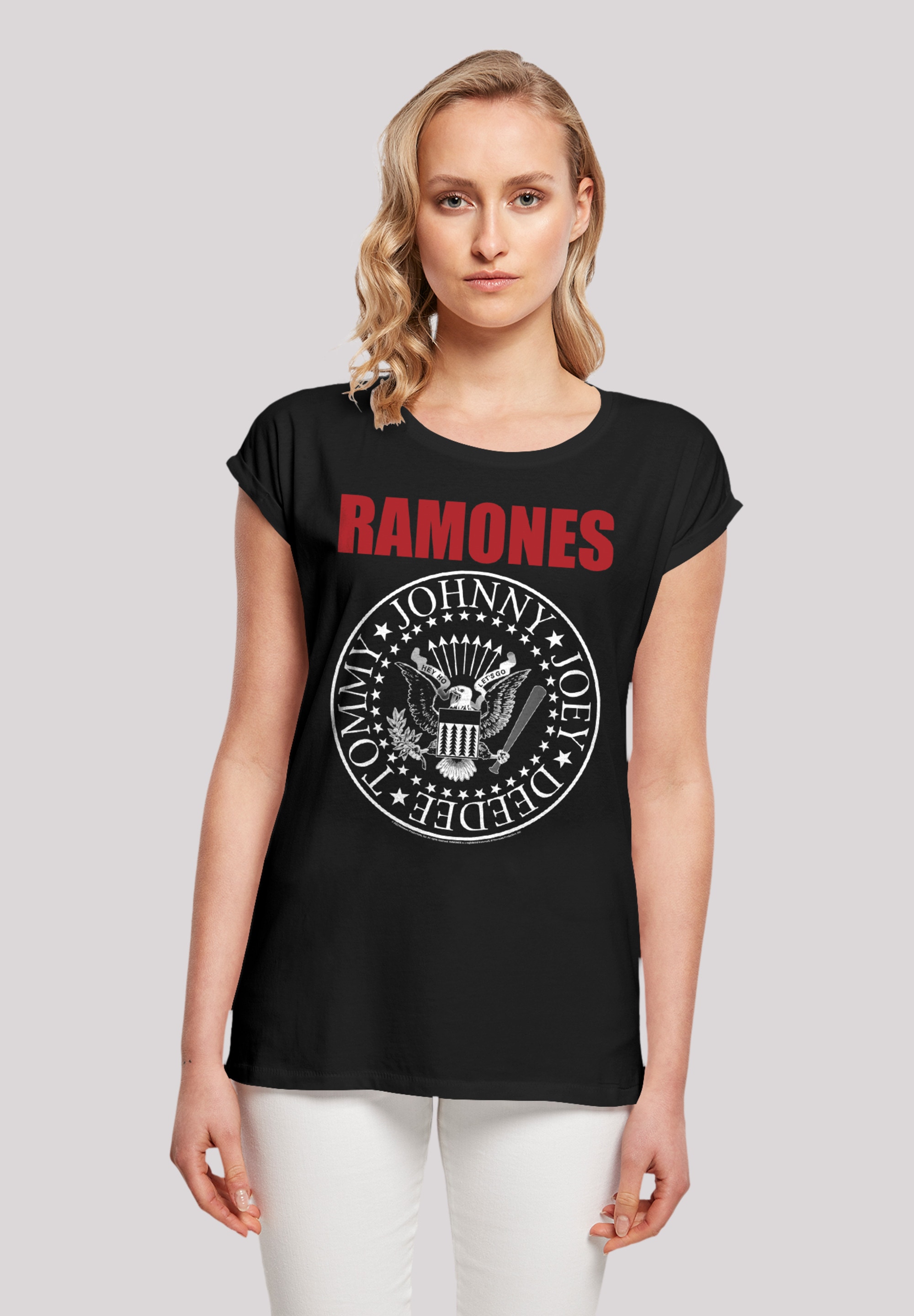 F4NT4STIC T-Shirt »Ramones Rock Musik Band Red Text Seal«, Premium ...