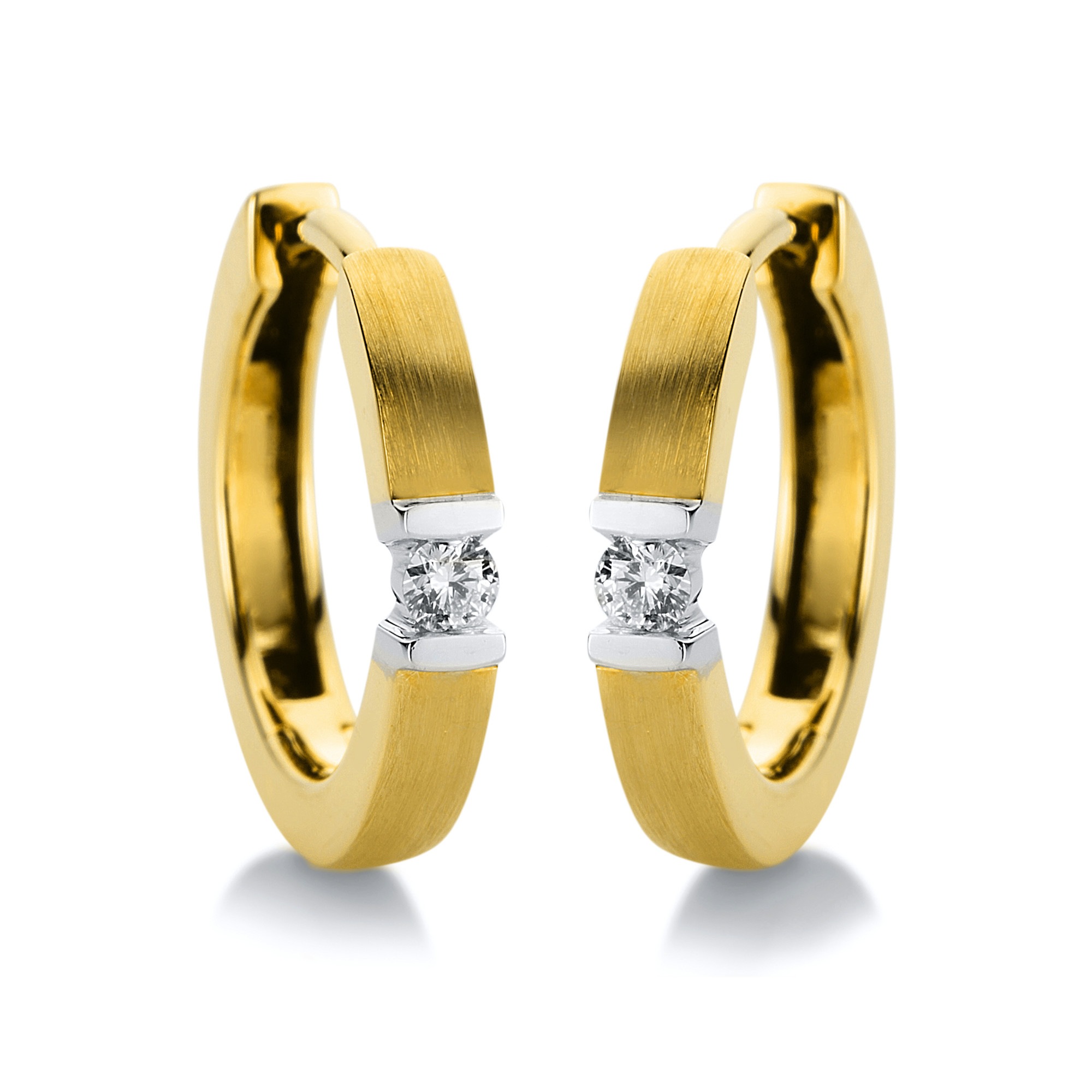 Vivance Paar Creolen »mit 2 Brillant Diamanten - 0,06 ct«, 585 Gelbgold / Weißgold Gold Ohrringe ...