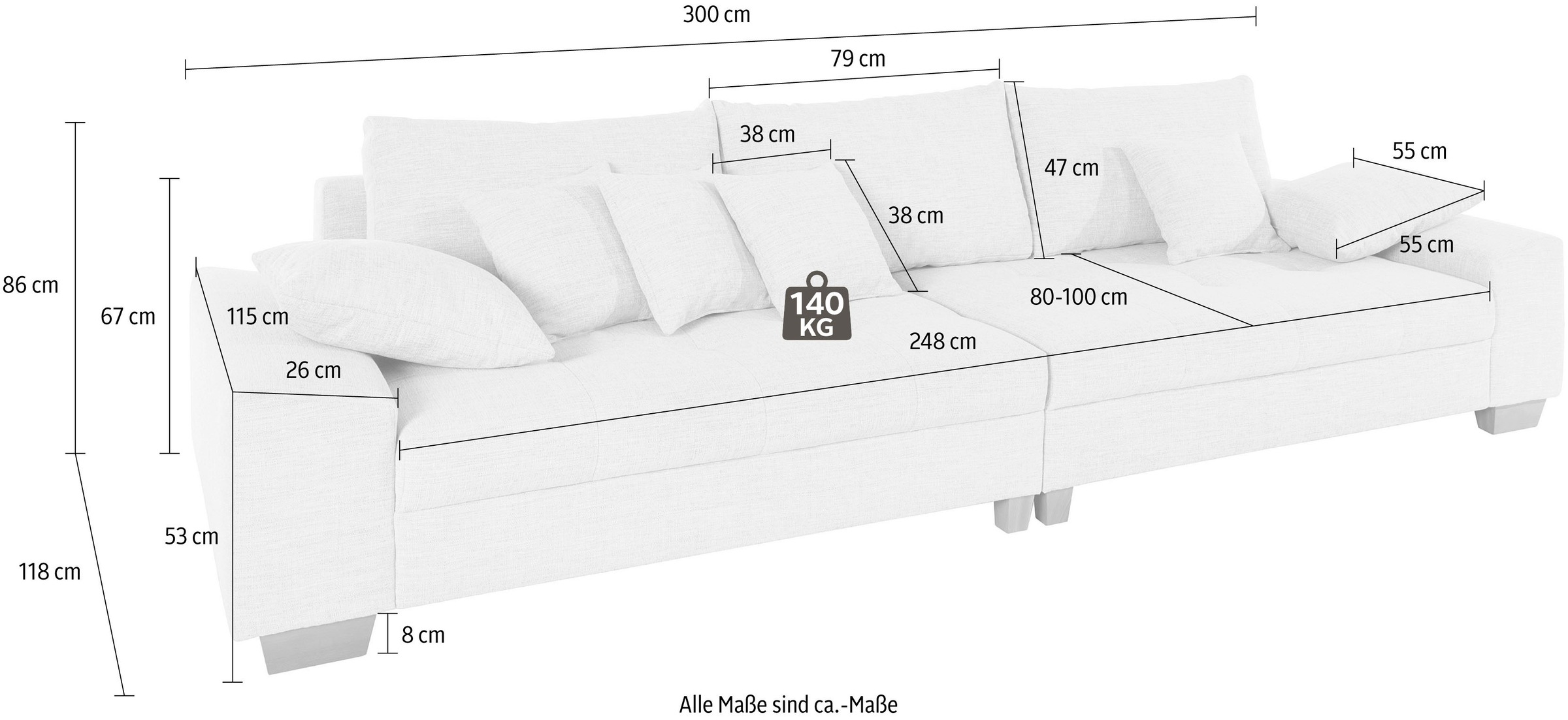 Mr. Couch Big-Sofa »Nikita«, wahlweise mit Kaltschaum (140kg Belastung ...