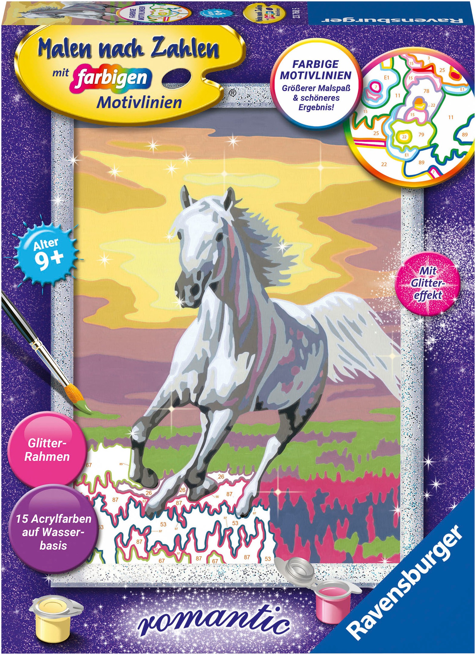 Black Friday Ravensburger Malen nach Zahlen »Galoppierender Schimmel«, Made in Europe, FSC ...