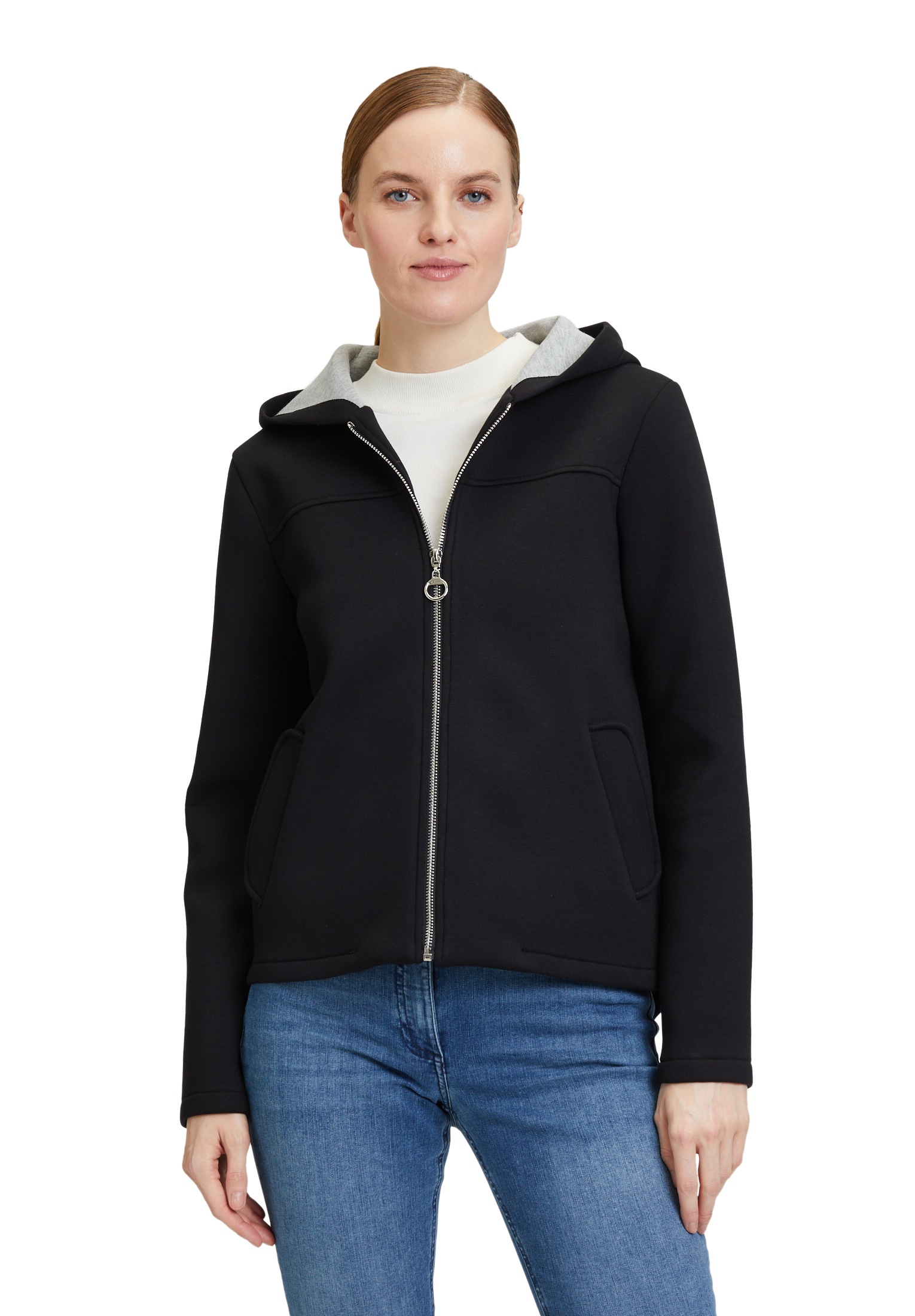Amber & June Kurzjacke, mit Kapuze, aus elastischer Viskose und mit ...