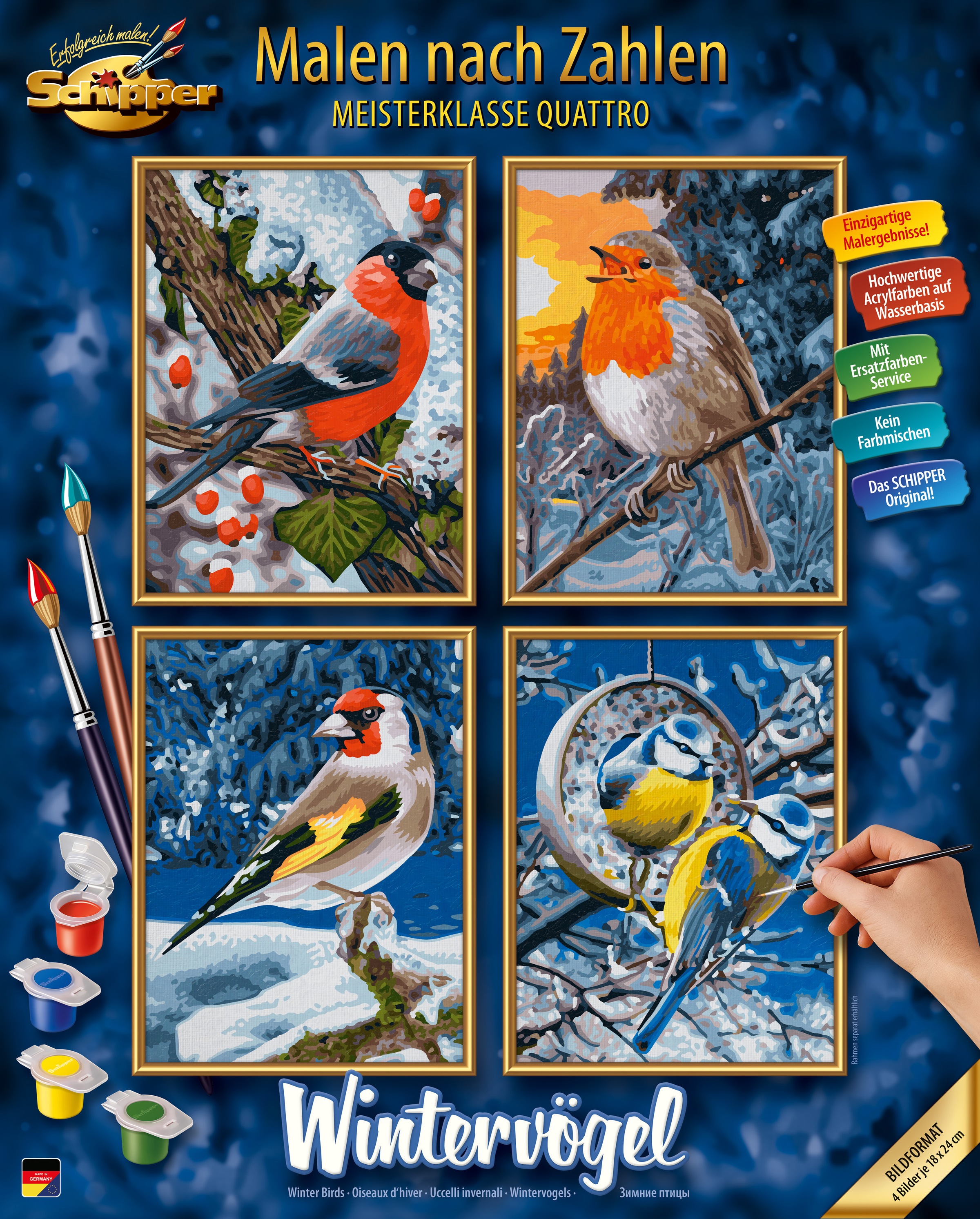 Schipper Malen nach Zahlen »Meisterklasse Quattro - Wintervögel«, Made in Germany | BAUR