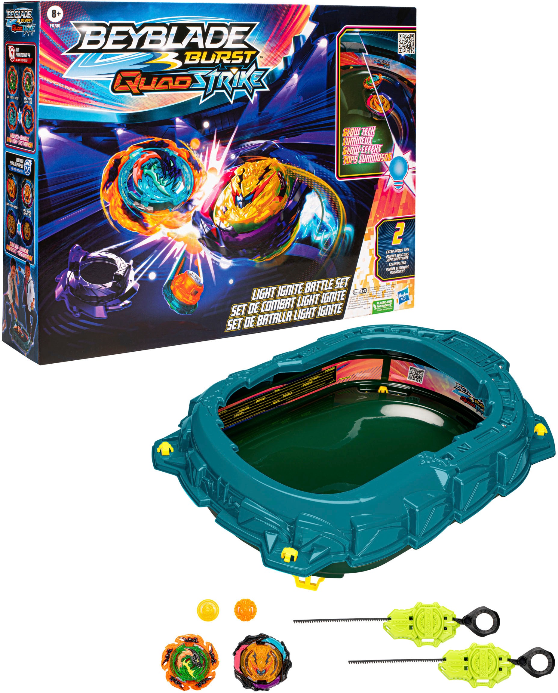 Hasbro Speed-Kreisel »Beyblade Burst QuadStrike Light Ignite Battle Set ...