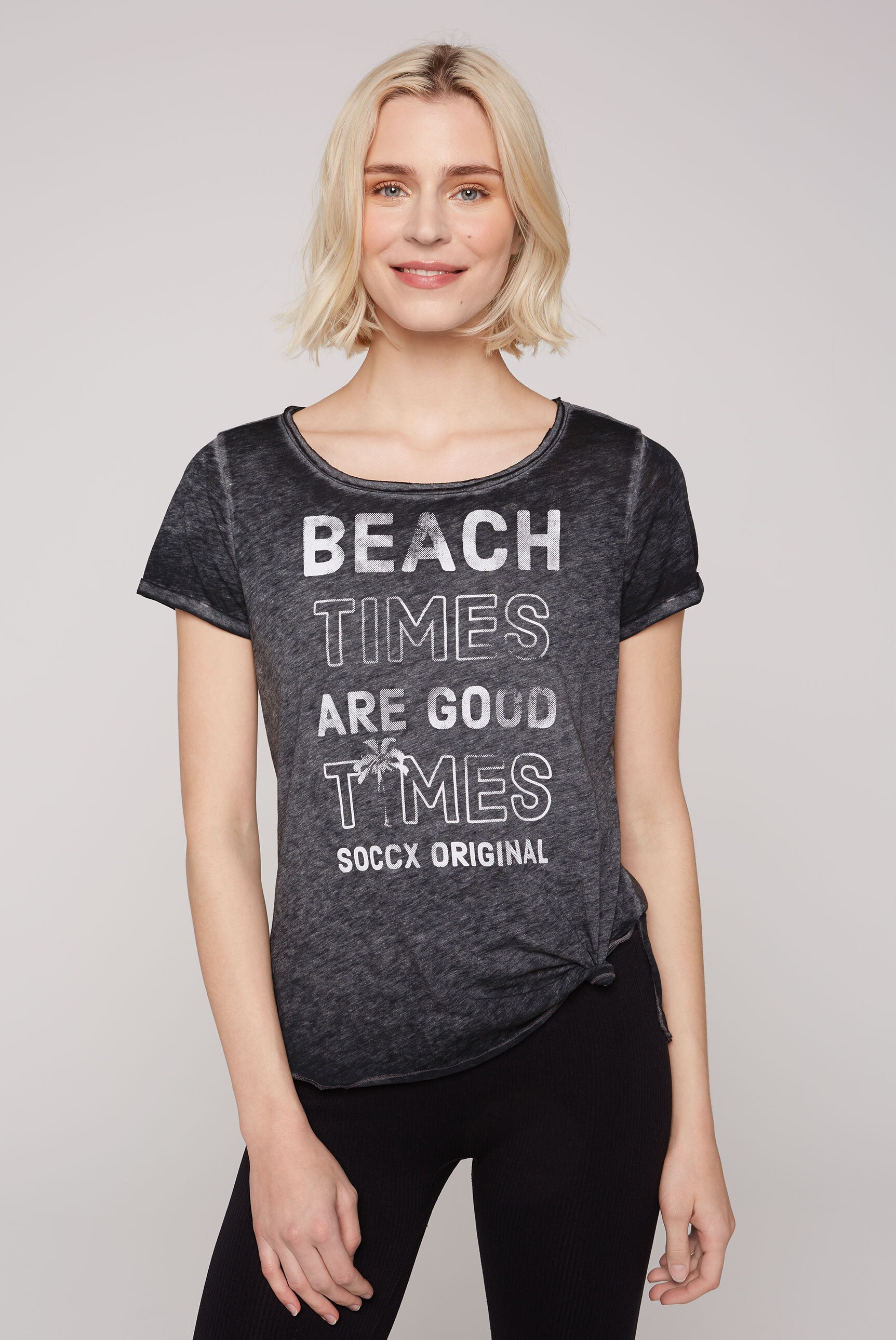 SOCCX Rundhalsshirt, mit offener Kante am Ausschnitt bestellen | BAUR