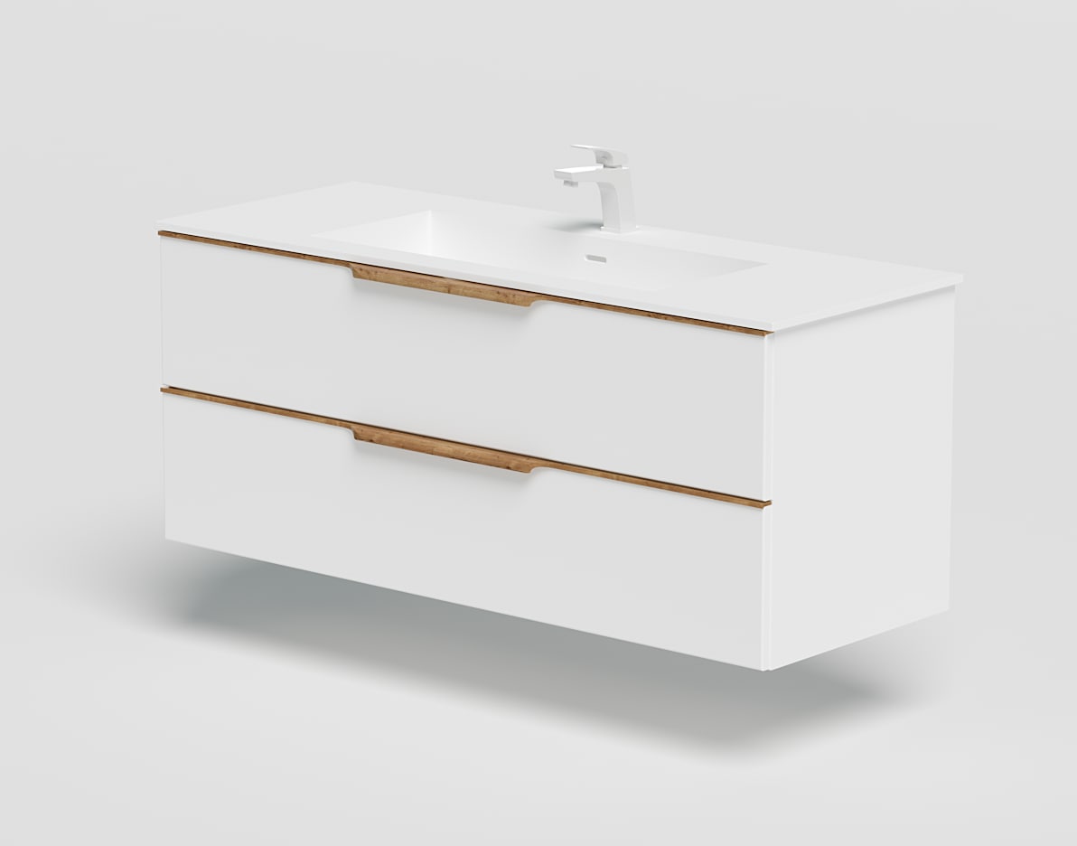 welltime Waschtisch »Amber«, mit CORIAN-Acrylstein Waschbecken, massive ...