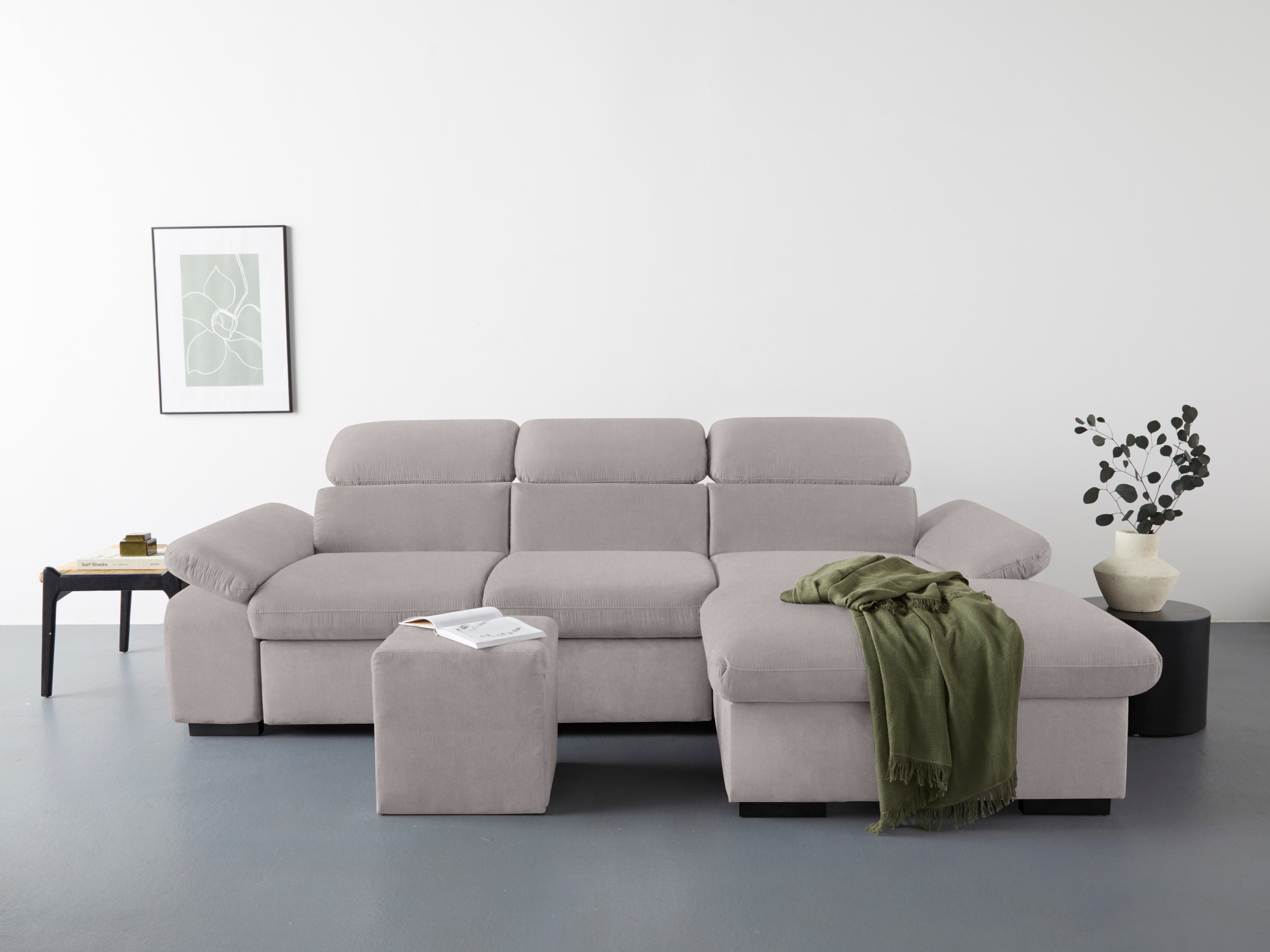 COTTA Ecksofa »Lola«, (Set, mit Hocker), mit Hocker & Kopfteilfunktion ...
