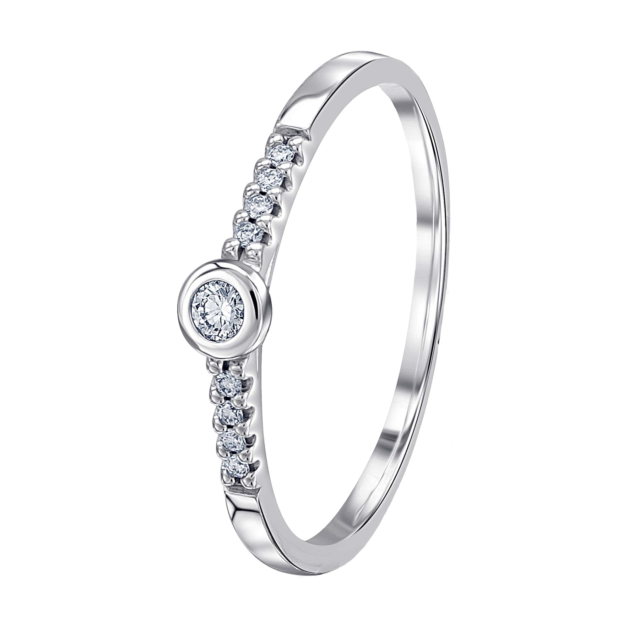 ONE ELEMENT Diamantring »0.1 ct Diamant Brillant Memoire mit Center Ring aus 585 Weißgold«, mit ...