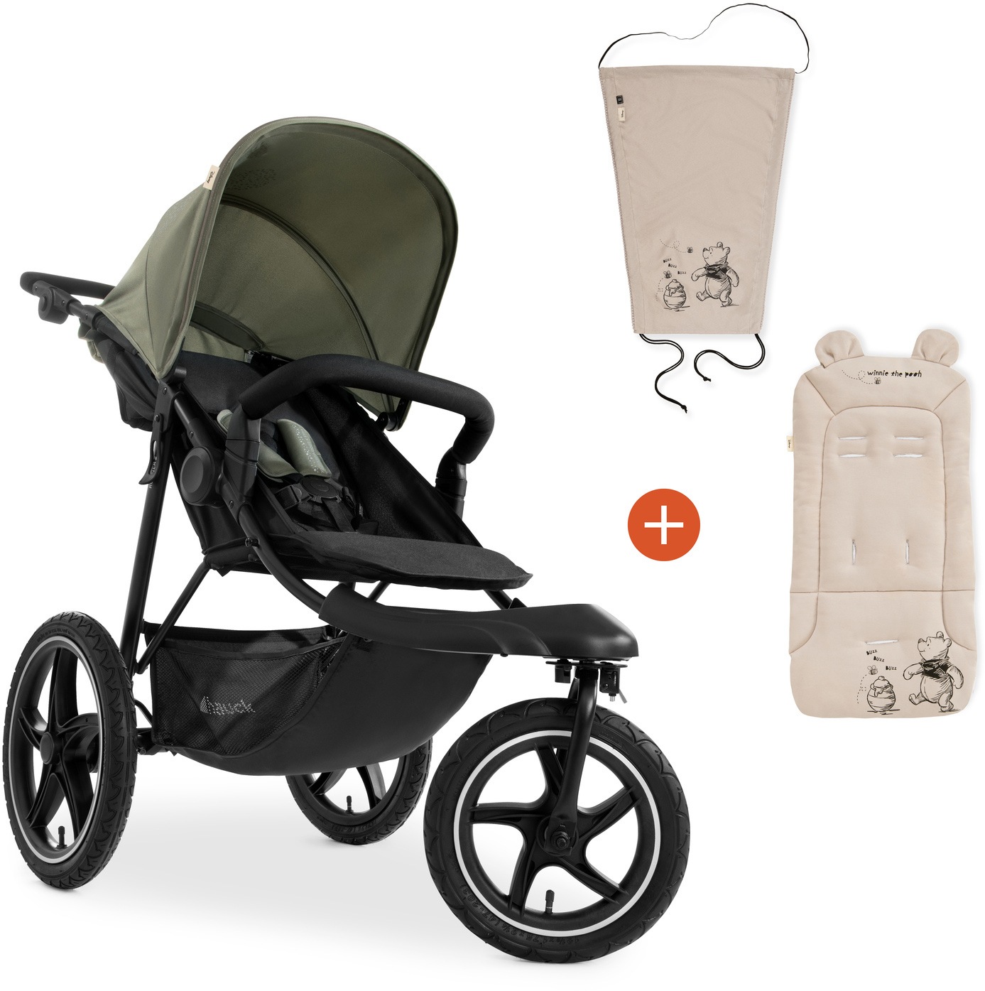 Hauck Dreirad-Kinderwagen »Runner 2, Mickey Mouse olive«, 22 kg, inkl ...