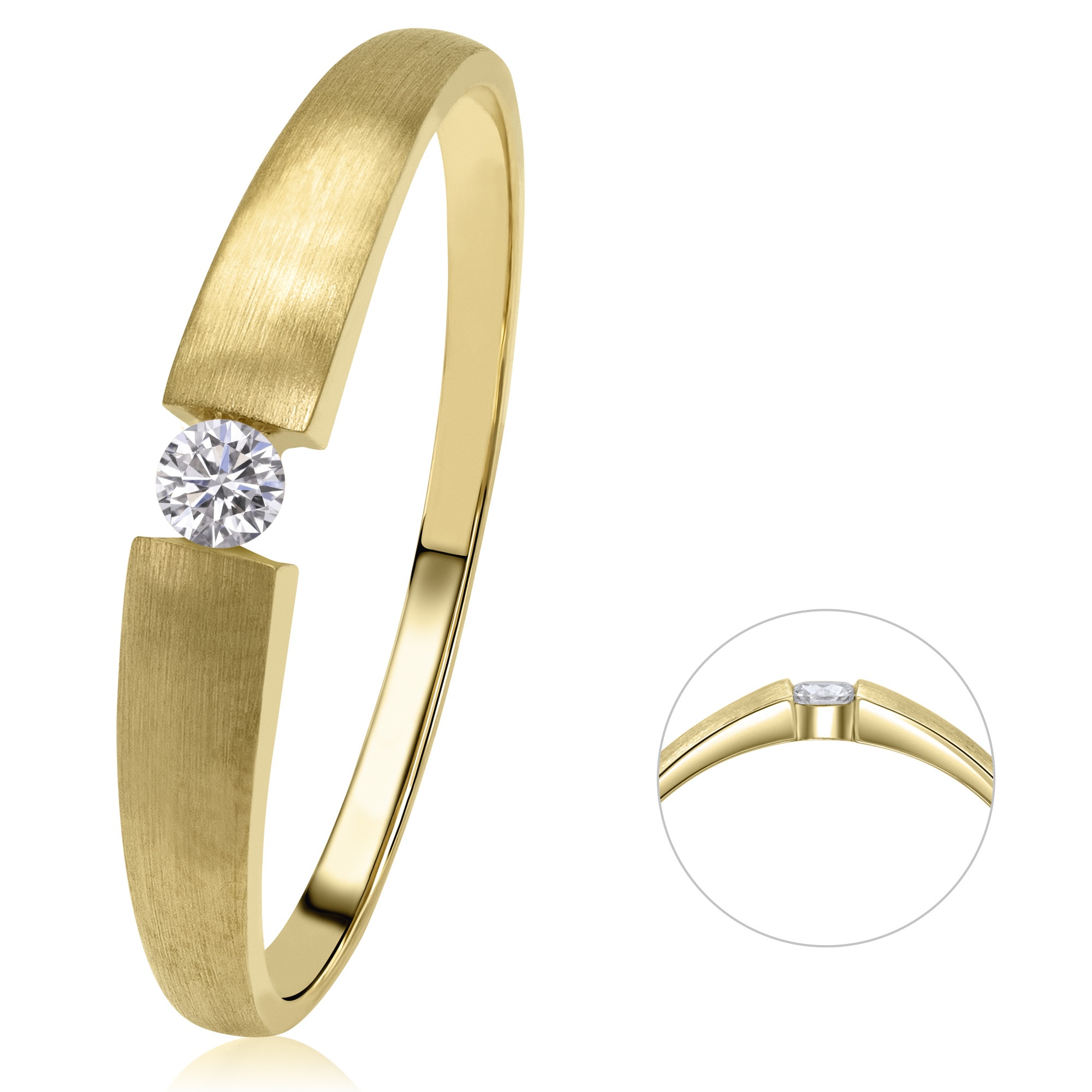 Black Friday ONE ELEMENT Diamantring »0,07 ct Diamant Brillant Ring aus 585 Gelbgold«, Damen ...