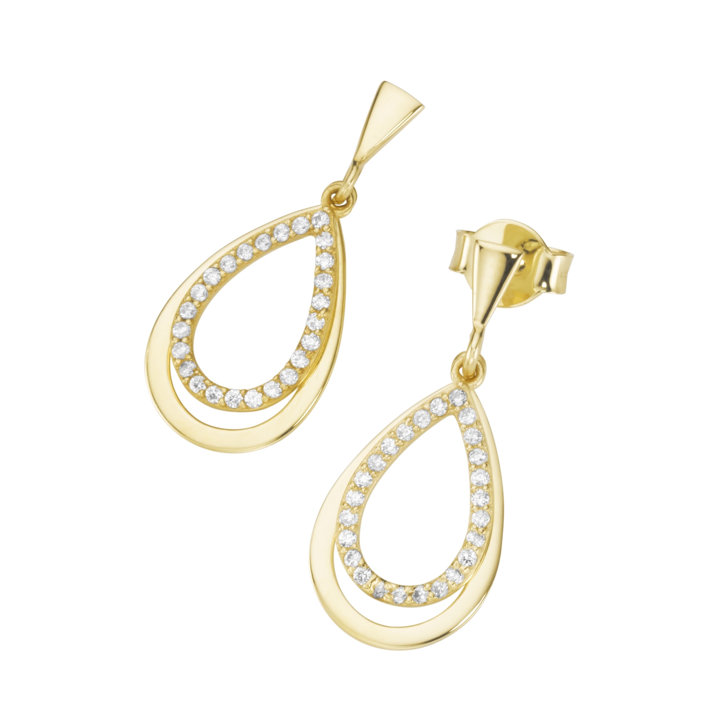 Luigi Merano Paar Ohrstecker »in Tropfen-Form mit Zirkonia, Gold 375« | BAUR