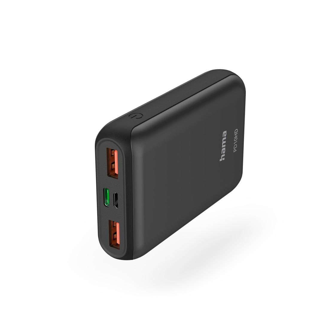 Hama Powerbank »Power Pack "PD10-HD", 10000mAh, Anthrazit«, 10000 mAh ...