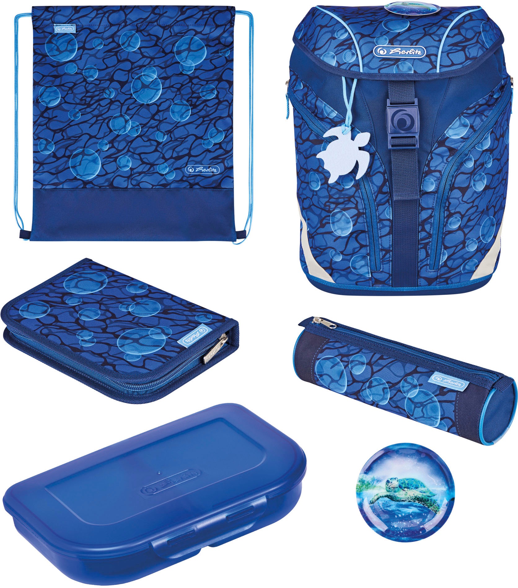 Herlitz Schulrucksack »SoftLight Plus GREENline, Deep Sea«, Reflektoren ...
