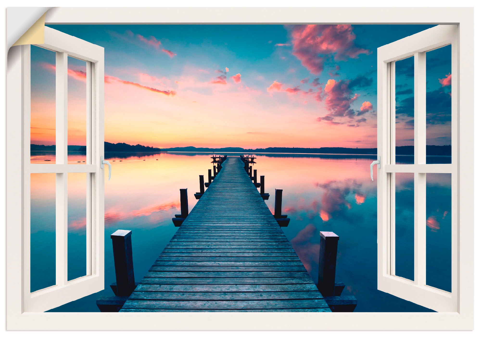 Artland Wandbild »Pier im Sonnenaufgang«, Fensterblick, (1 St.), als Leinwandbild, Poster in ...