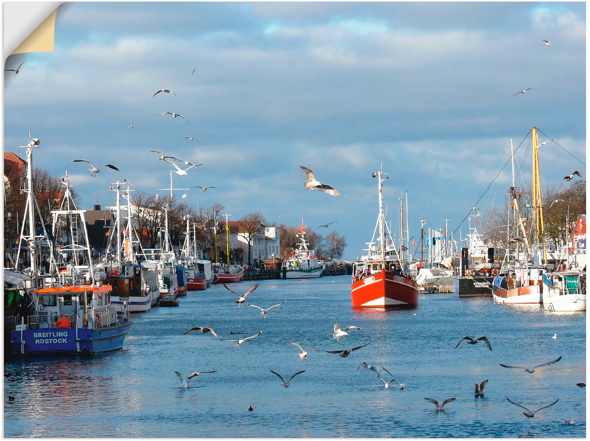 Artland Leinwandbild »Alter Strom in Warnemünde«, Boote & Schiffe, (1 St.), auf Keilrahmen ...