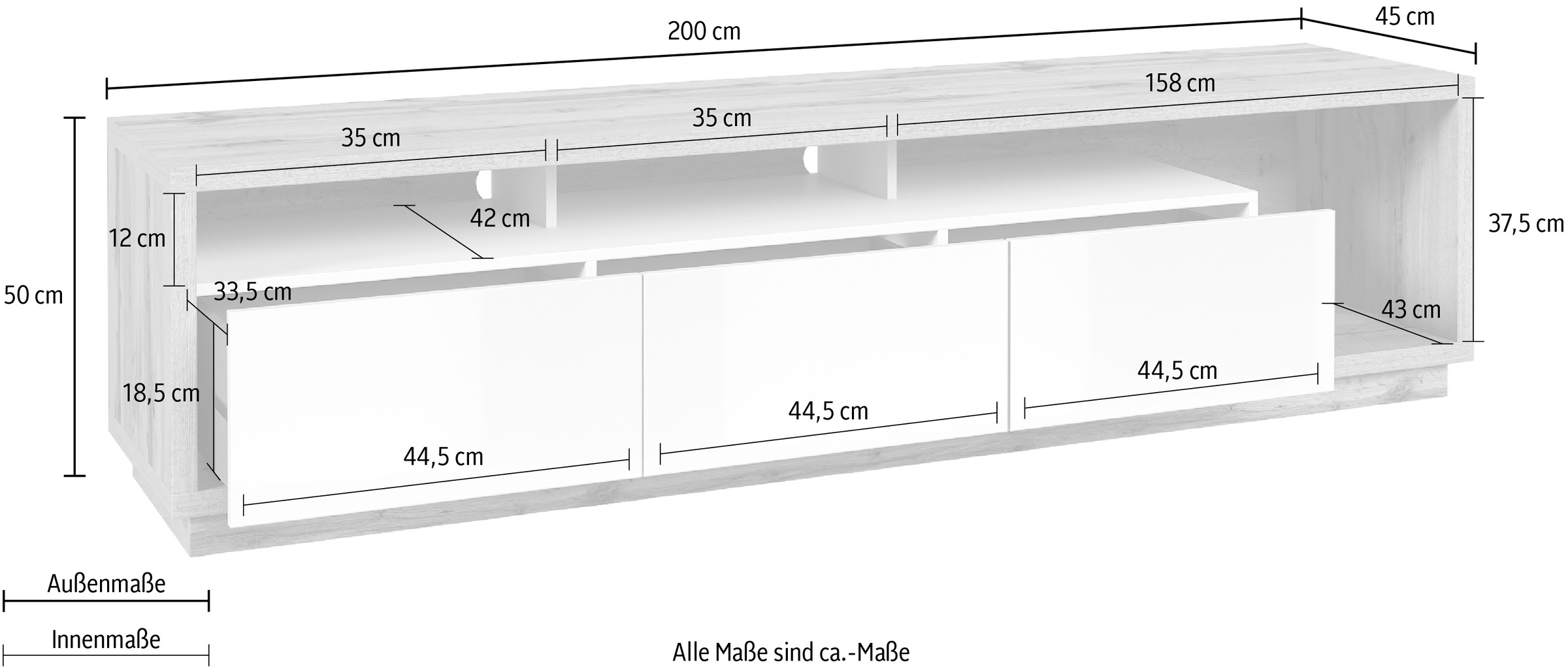 Helvetia Lowboard »Celine«, 200 cm Breit kaufen | BAUR