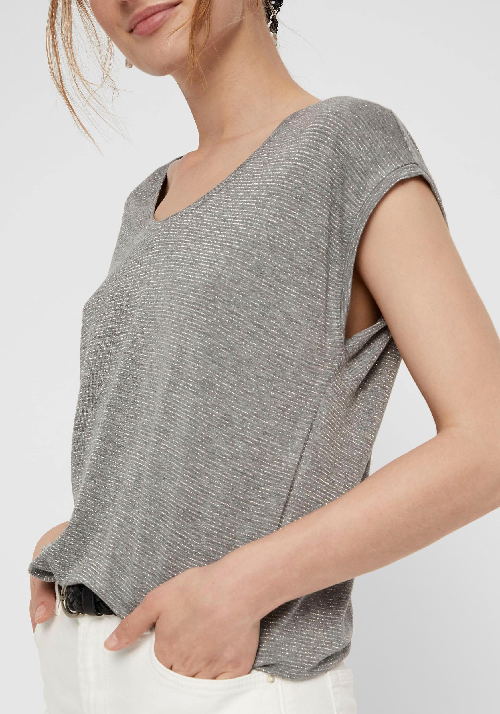 pieces Rundhalsshirt »PC BILLO«, mit Glitzerstreifen online kaufen | BAUR
