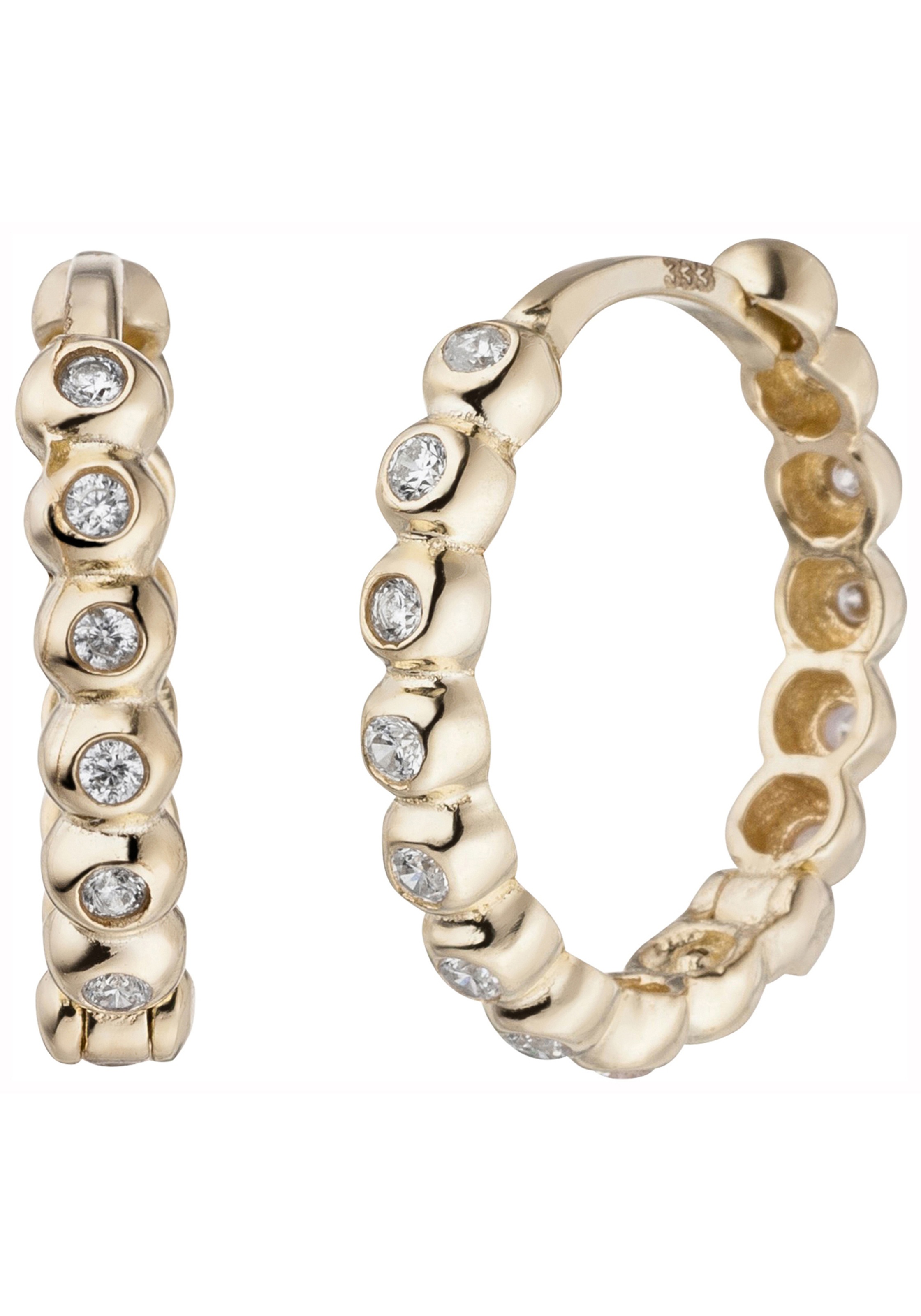 JOBO Paar Creolen, 333 Gold mit 30 Zirkonia online bestellen | BAUR