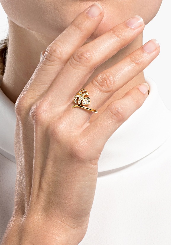 swarovski tropical leaf ring