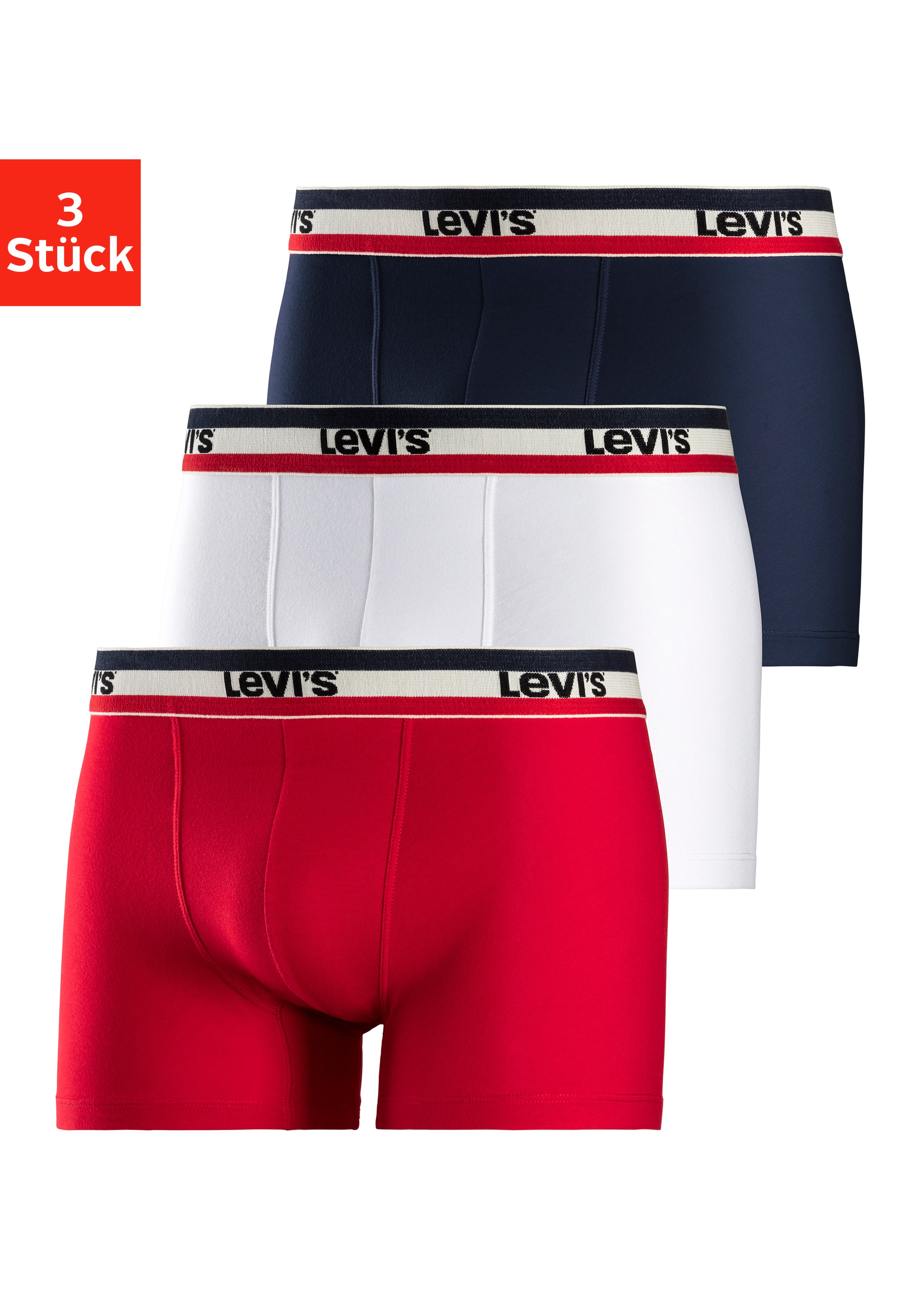 Levi's® Boxer, (Packung, 3 St.), Streifen Logo Bund bestellen | BAUR