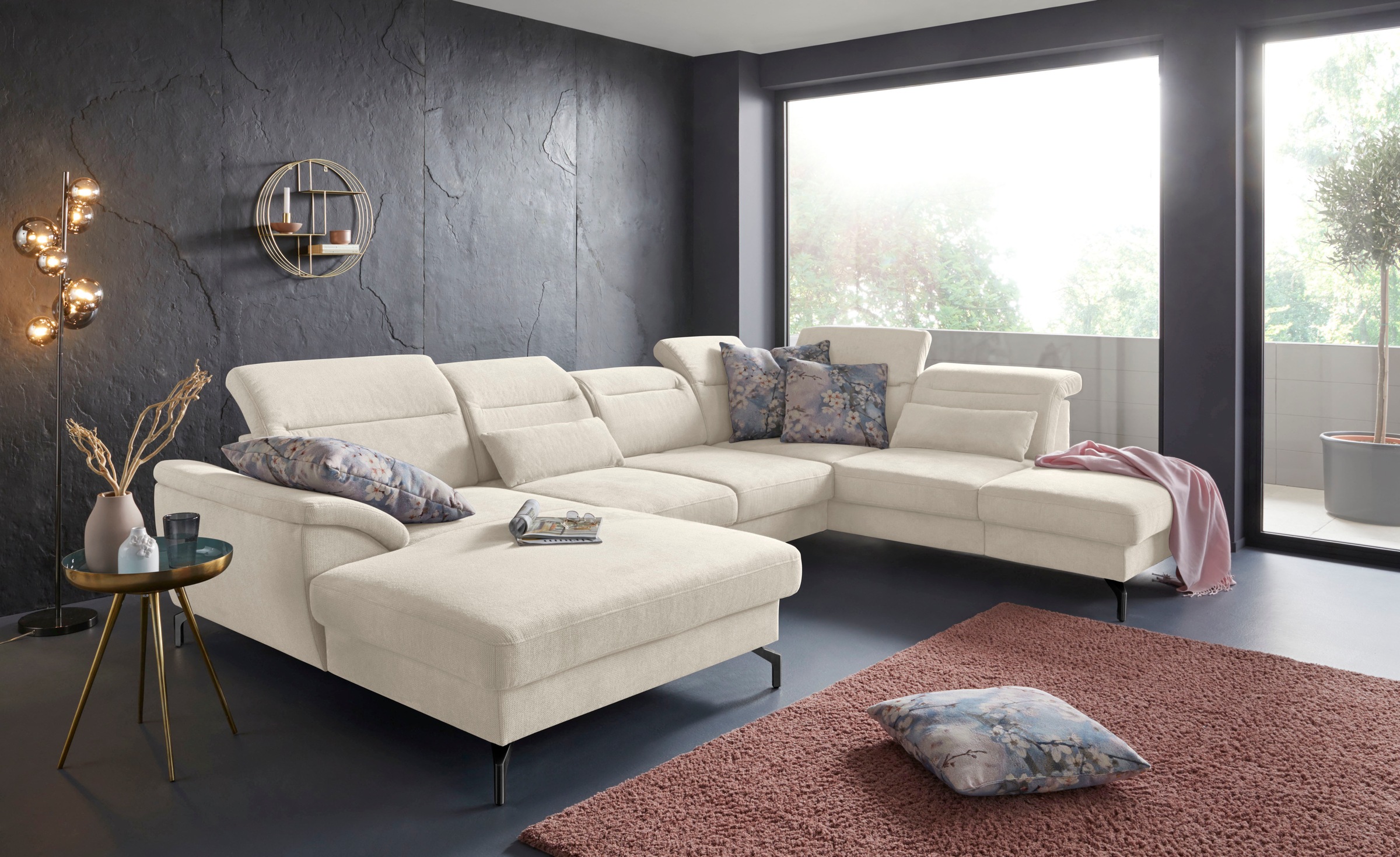 Preisvergleich für sit&more Wohnlandschaft Percy U-Form 15 cm Fußhöhe ...