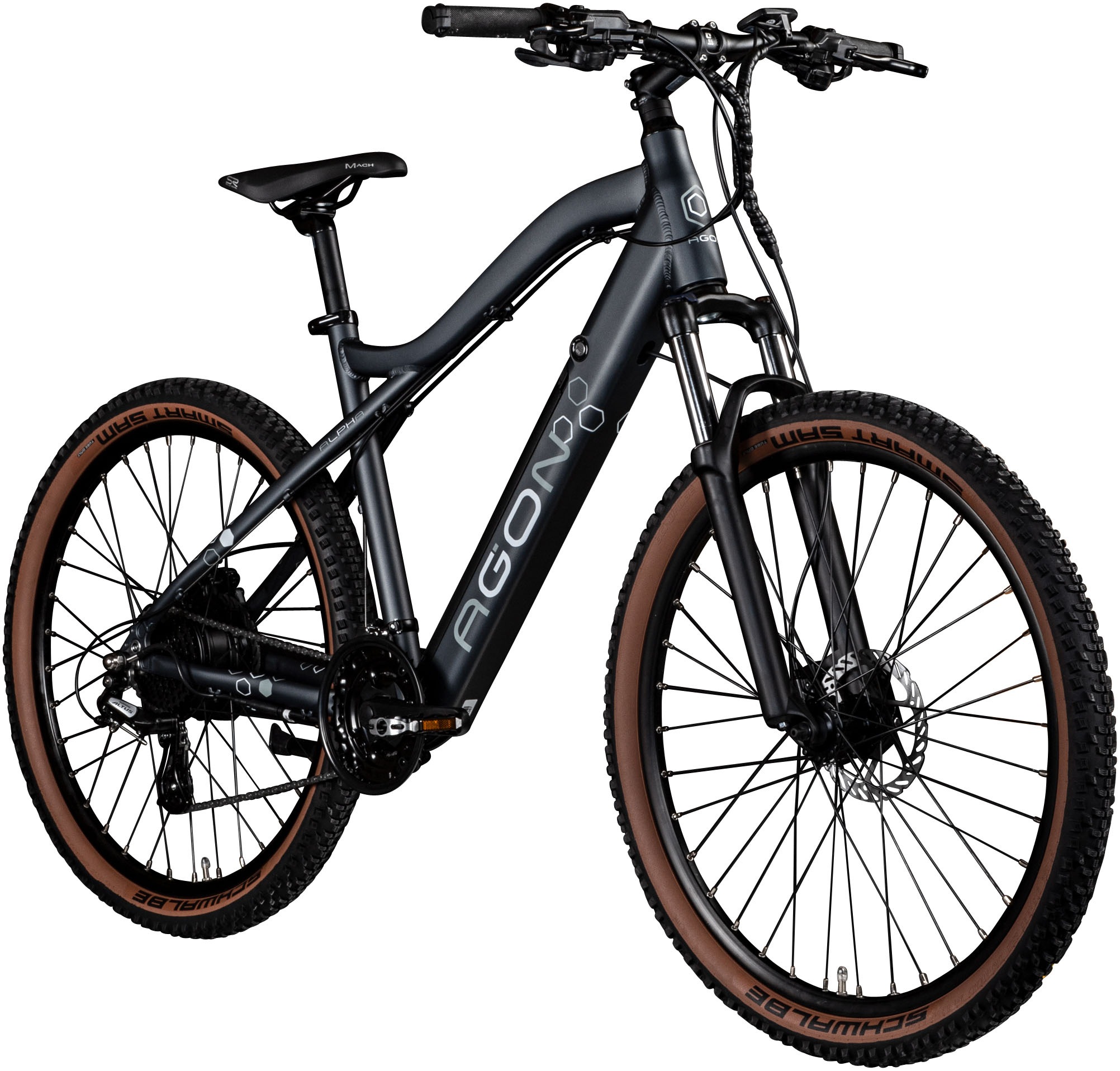 AGON E-Bike »Alpha«, 24 Gang, Heckmotor 250 W, Pedelec, Elektrofahrrad für Damen u. Herren, MTB ...