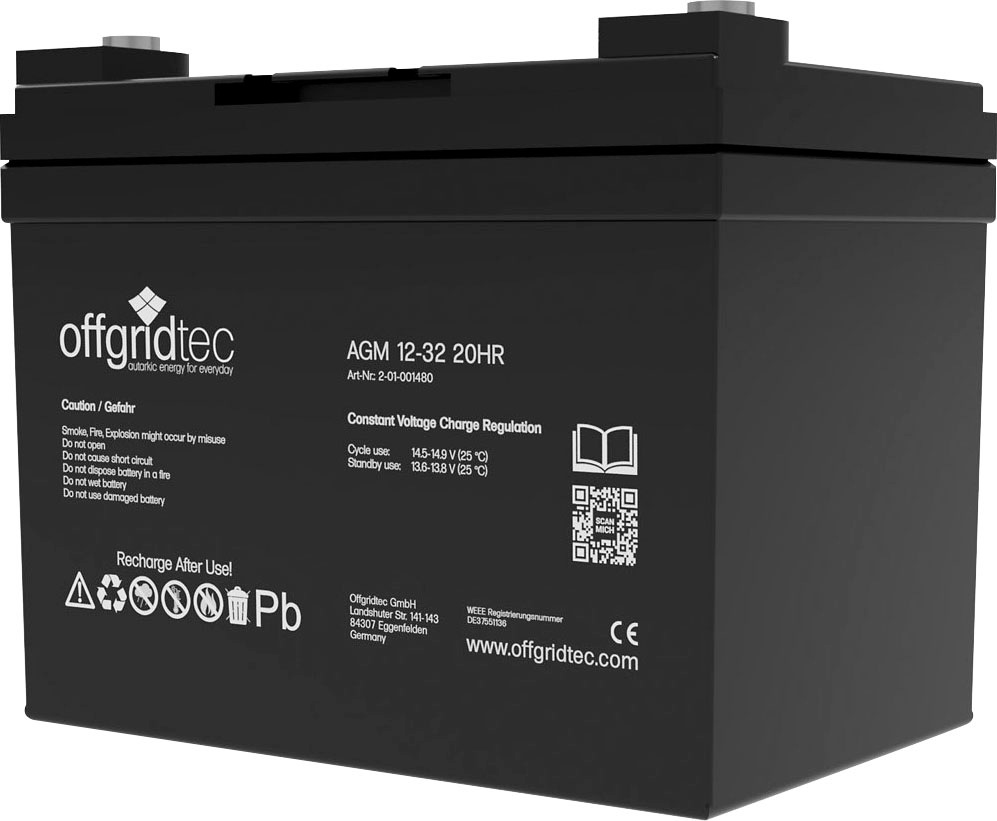 offgridtec Akku »AGM-Batterie 12V/32Ah 20HR«, 12 V online kaufen | BAUR