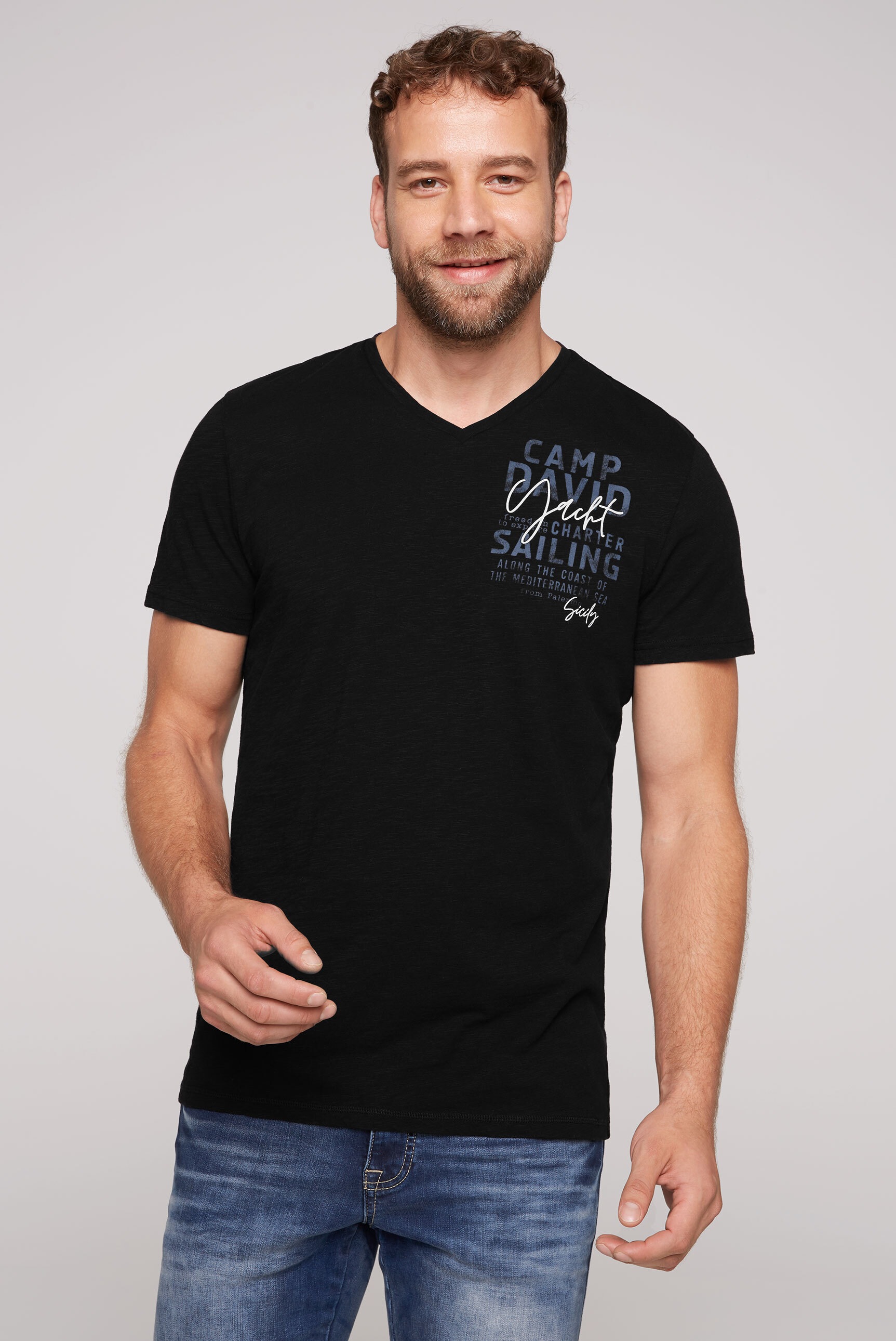 CAMP DAVID V-Shirt, aus Baumwolle bestellen | BAUR