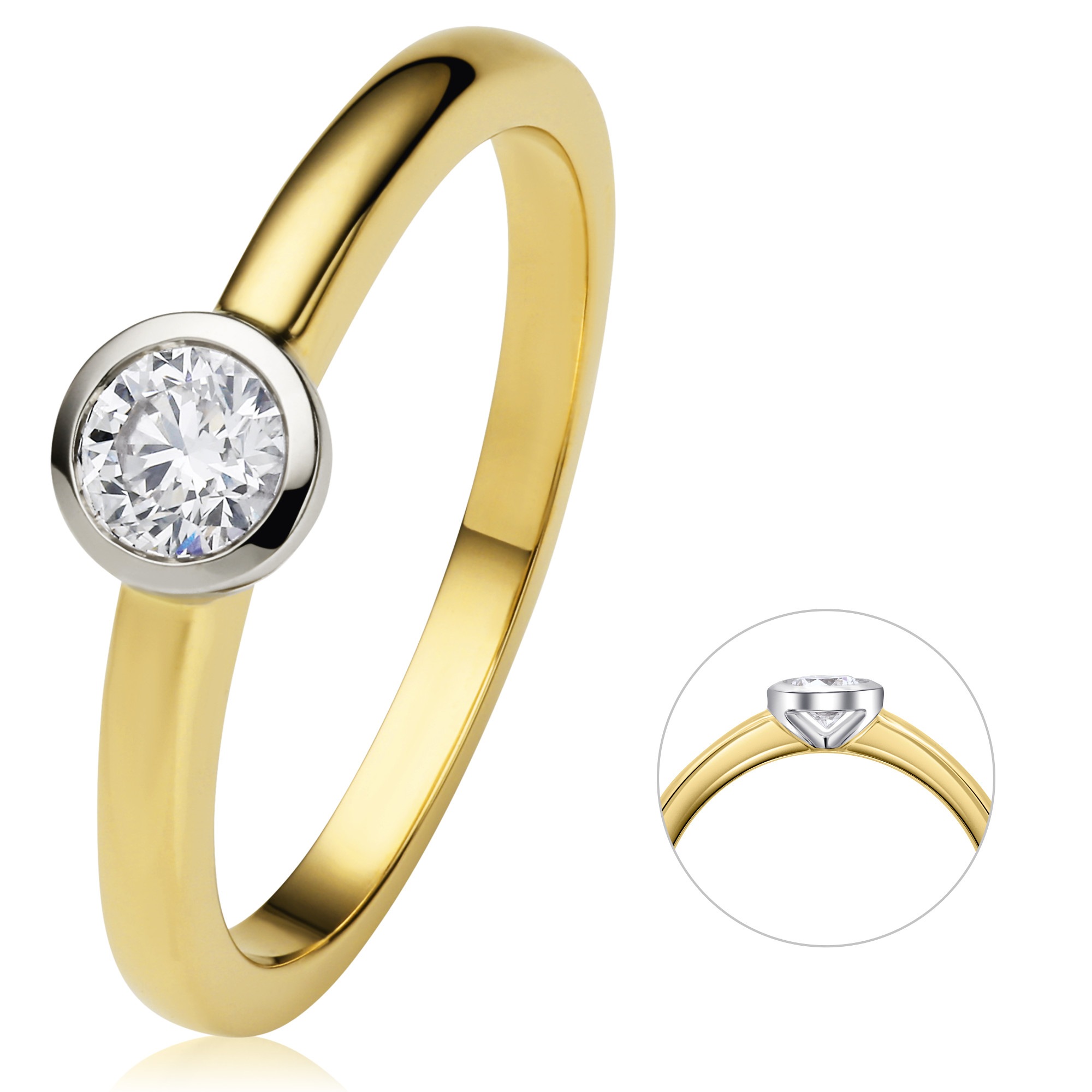 ONE ELEMENT Diamantring »0.25 ct Diamant Brillant Zarge Ring aus 585 Gelbgold« online bestellen ...