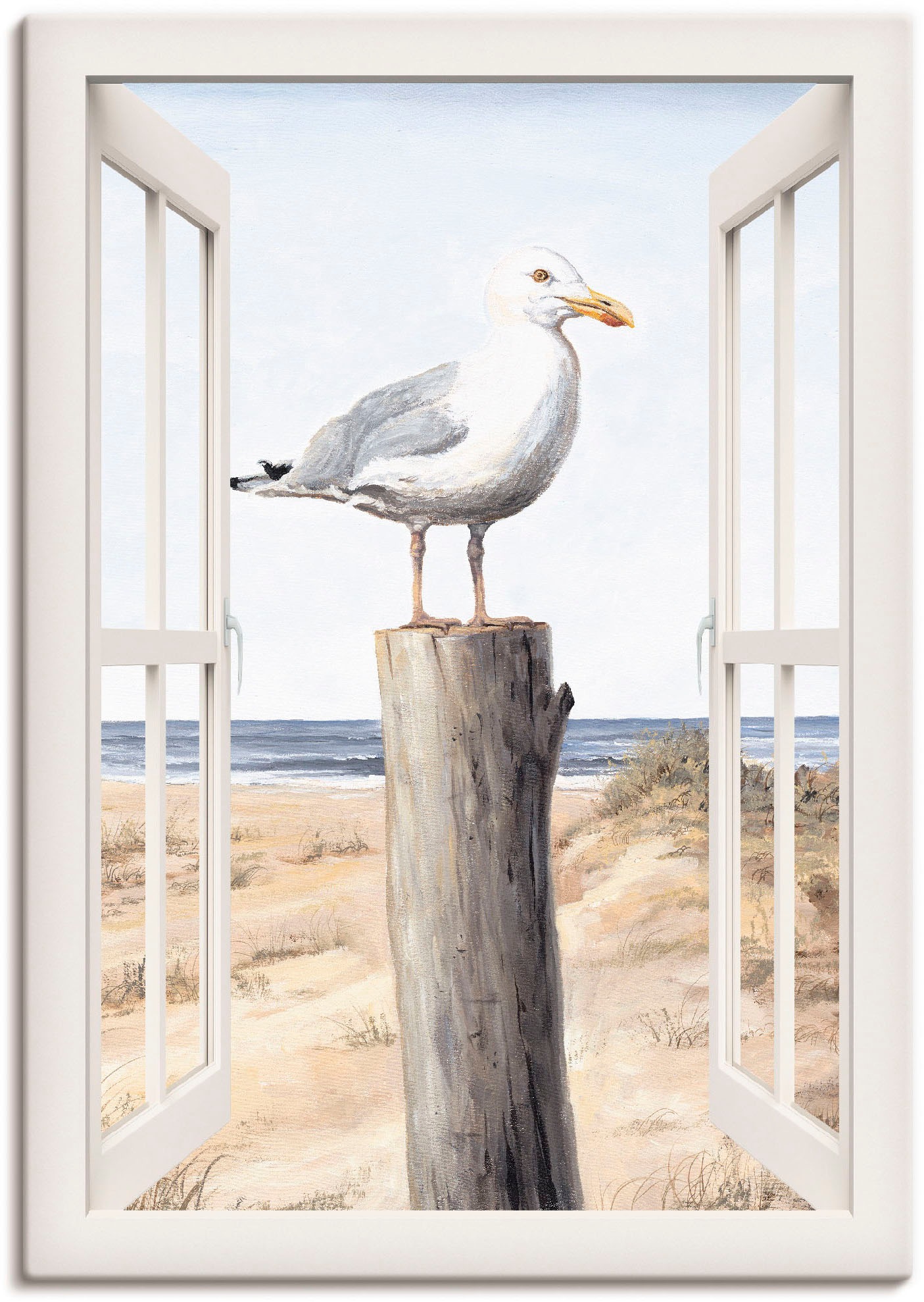 Artland Wandbild »Möwe Fensterblick«, Vogelbilder, (1 St.), als Alubild, Leinwandbild ...
