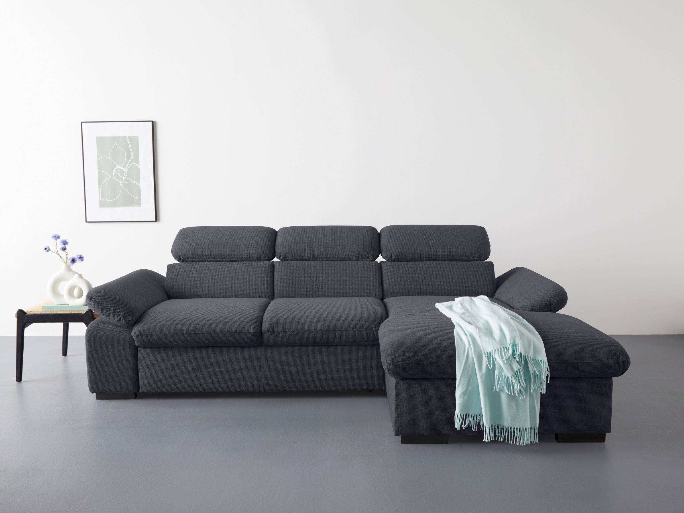 COTTA Ecksofa »Lola L-Form mit Kopfteilfunktion & Hocker«, (Set, mit ...