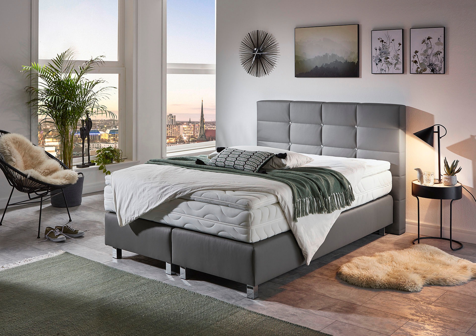 Preisvergleich für Westfalia Schlafkomfort Boxspringbett mit Knöpfen in ...