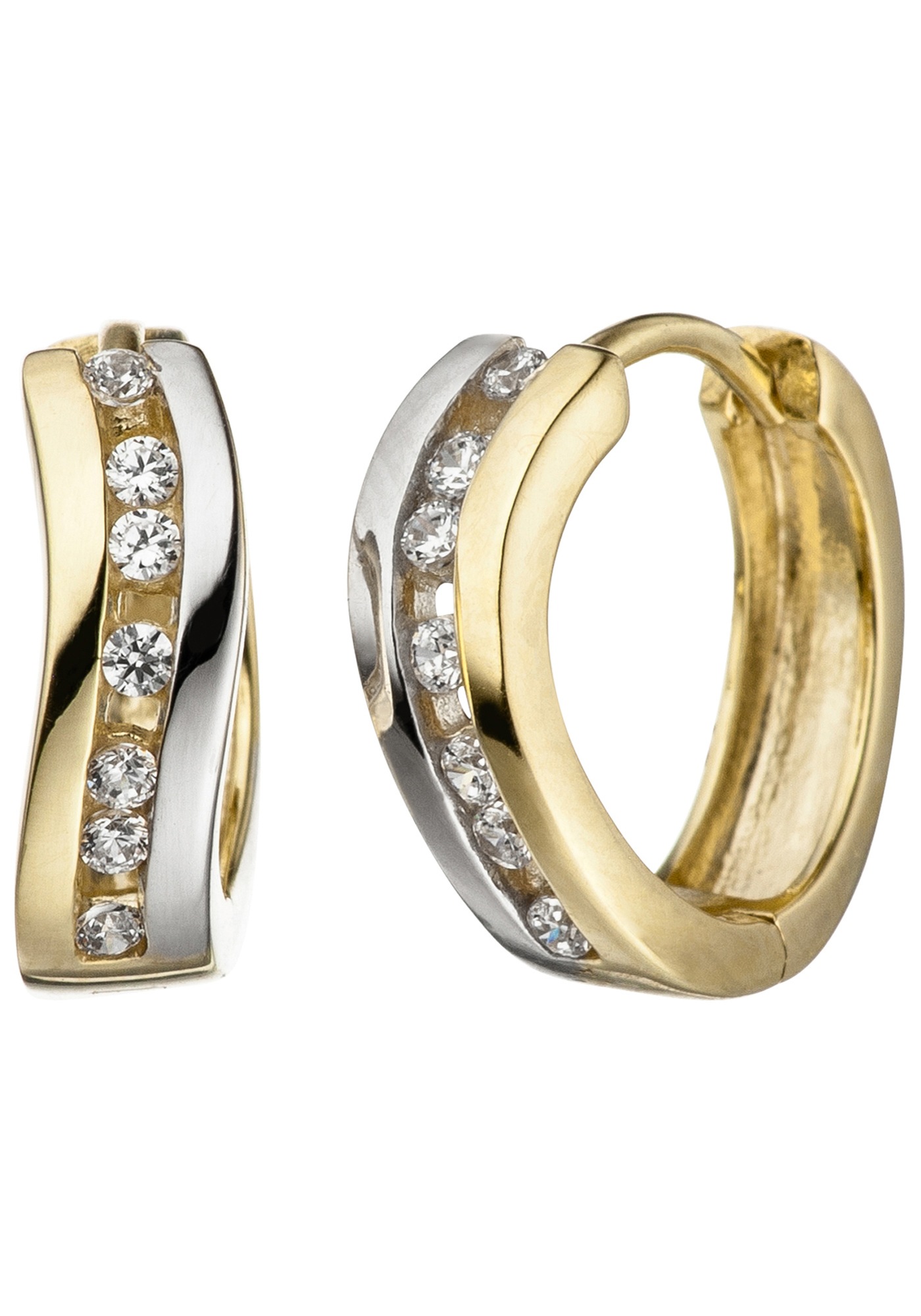 JOBO Paar Creolen, 333 Gold bicolor mit Zirkonia für bestellen | BAUR