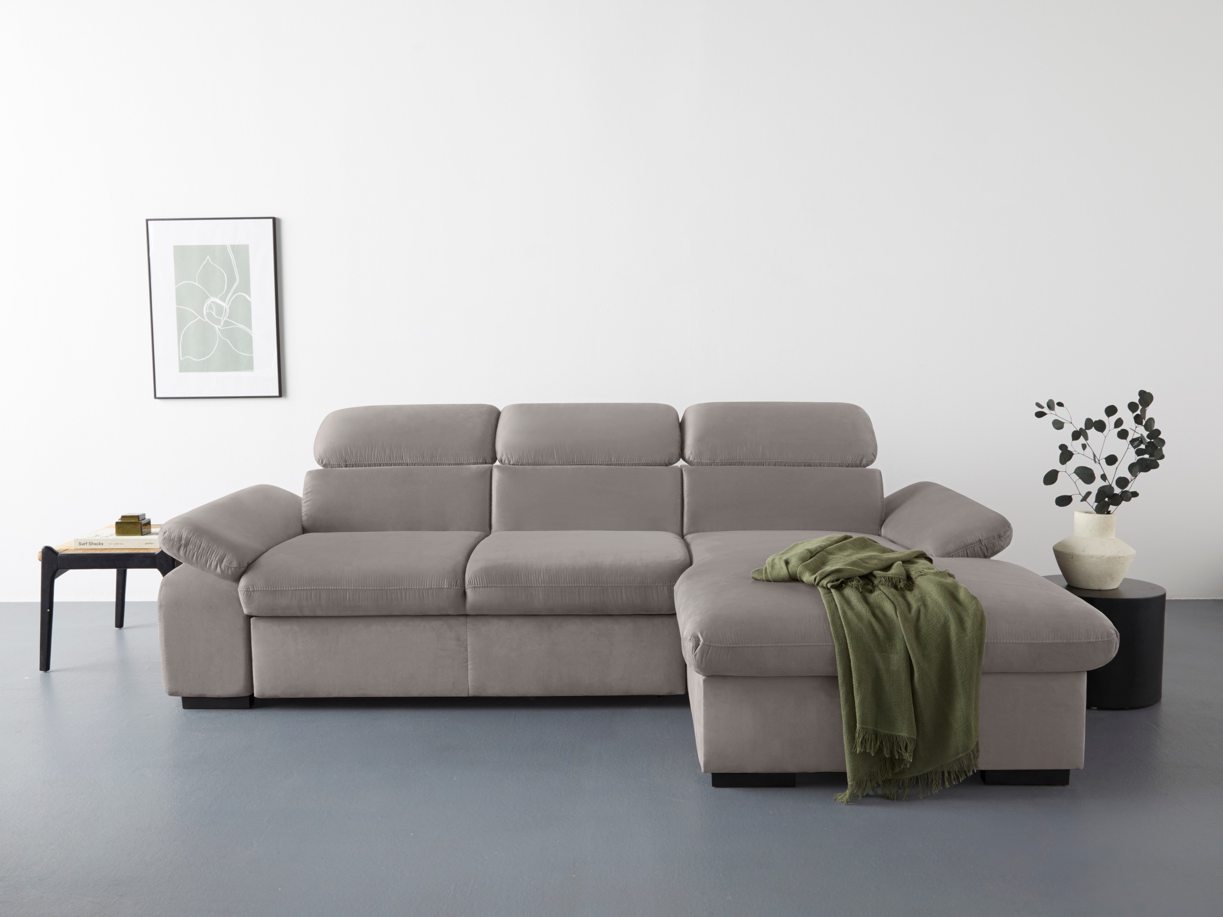COTTA Ecksofa »Lola«, (Set, mit Hocker), mit Hocker & Kopfteilfunktion ...