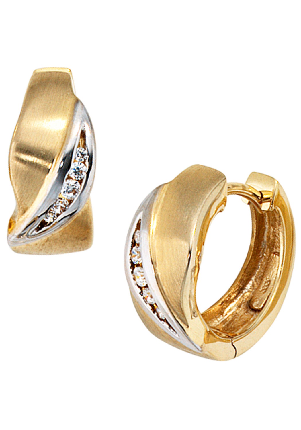 JOBO Paar Creolen, 333 Gold bicolor mit Zirkonia für kaufen | BAUR