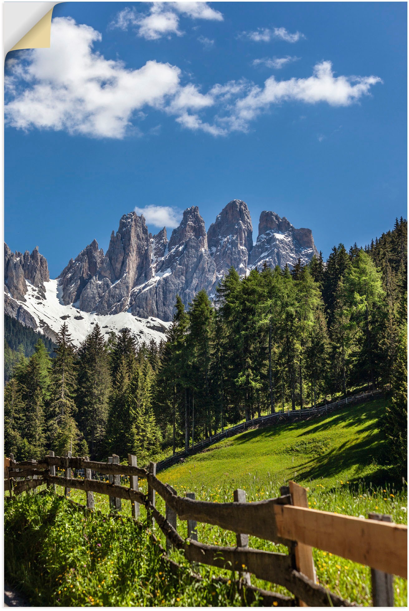 Artland Wandbild »Villnösstal mit Dolomiten, Südtirol«, Berge & Alpenbilder, (1 St.), als ...