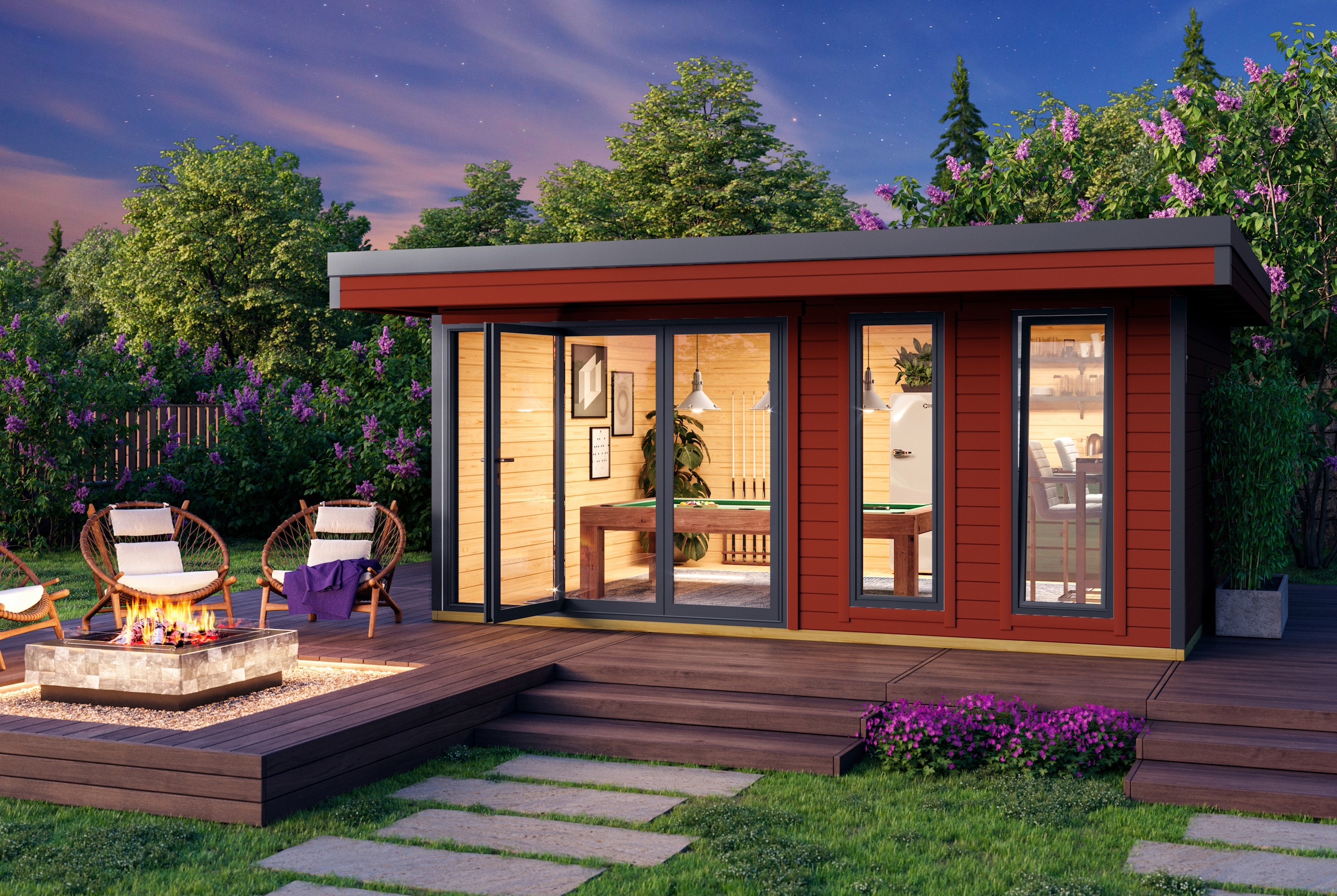 LASITA MAJA Gartenhaus »DOMEO 8 SCHWEDENROT/ANTHRAZIT«, (Set), Fundamentmass 5000 x 4000 ...