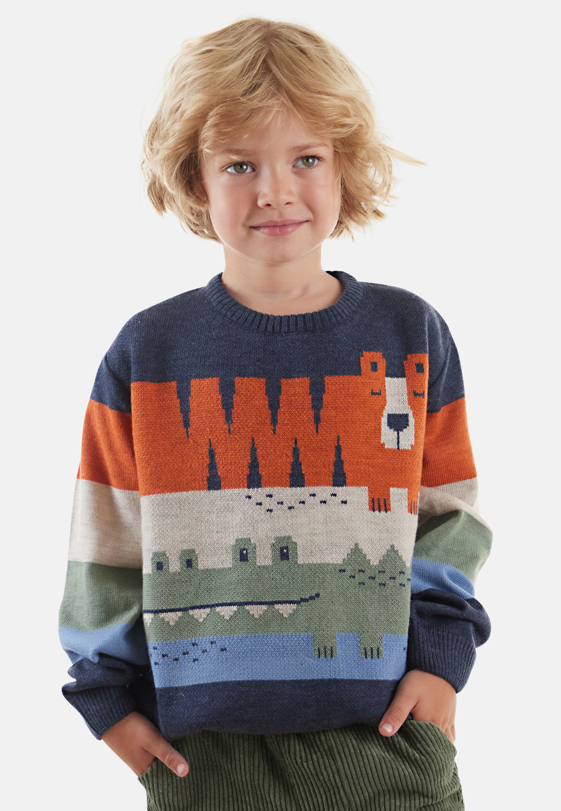 Denokids Rundhalspullover »Animals«, im Farbblock-Look online bestellen ...