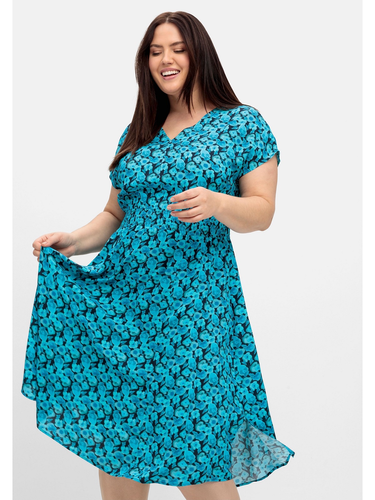 Black Friday Sheego Druckkleid »Große Größen«, mit Smokbund und ...