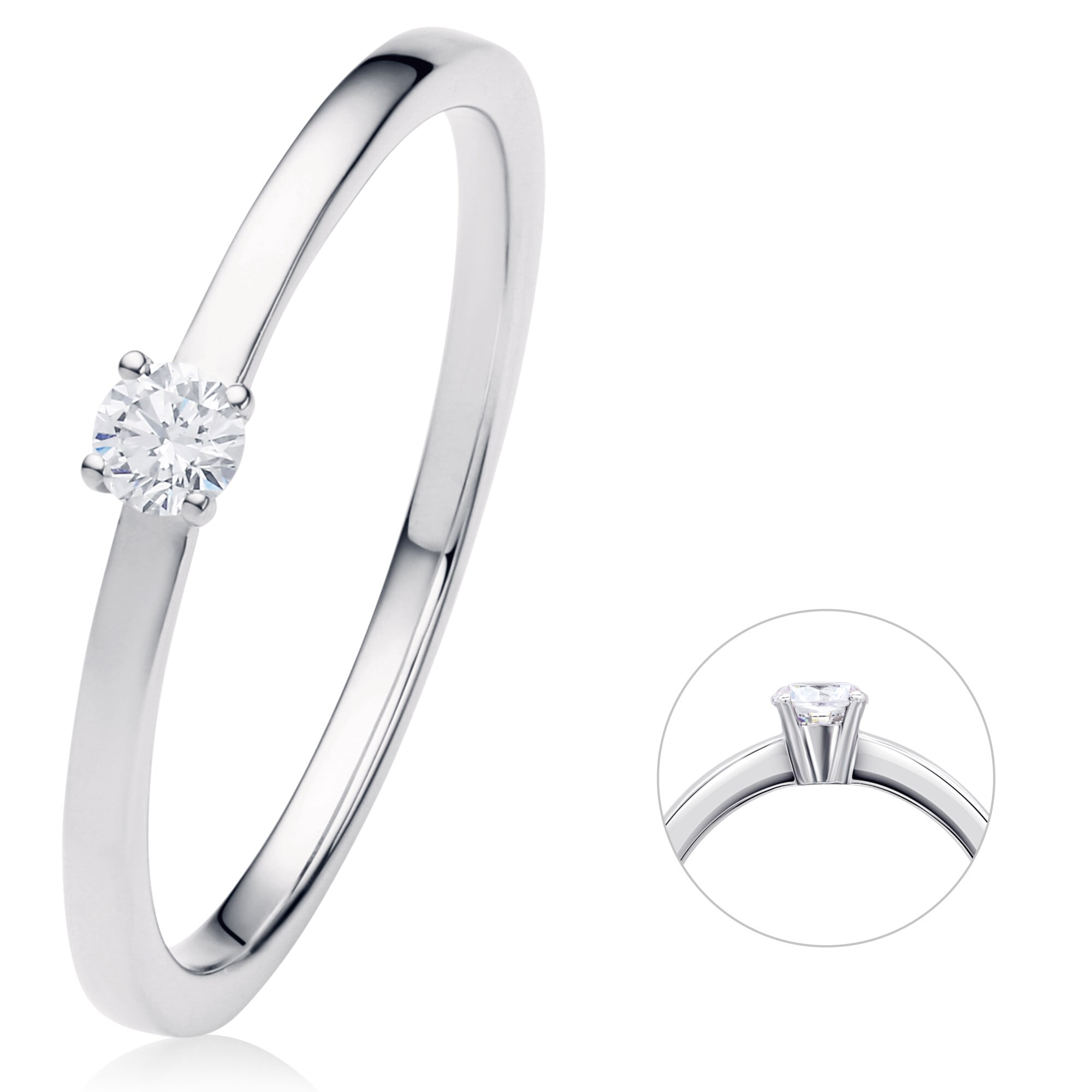 ONE ELEMENT Diamantring »0.1 ct Diamant Brillant Ring aus 750 Weißgold«, Damen Gold Schmuck ...