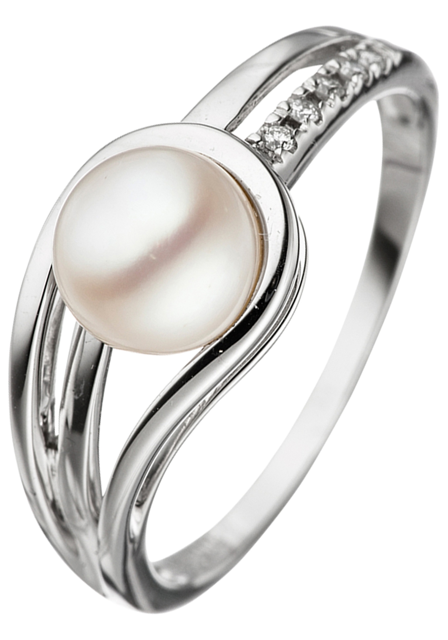 JOBO Diamantring, 585 Weißgold mit Perle und 5 Diamanten für bestellen | BAUR