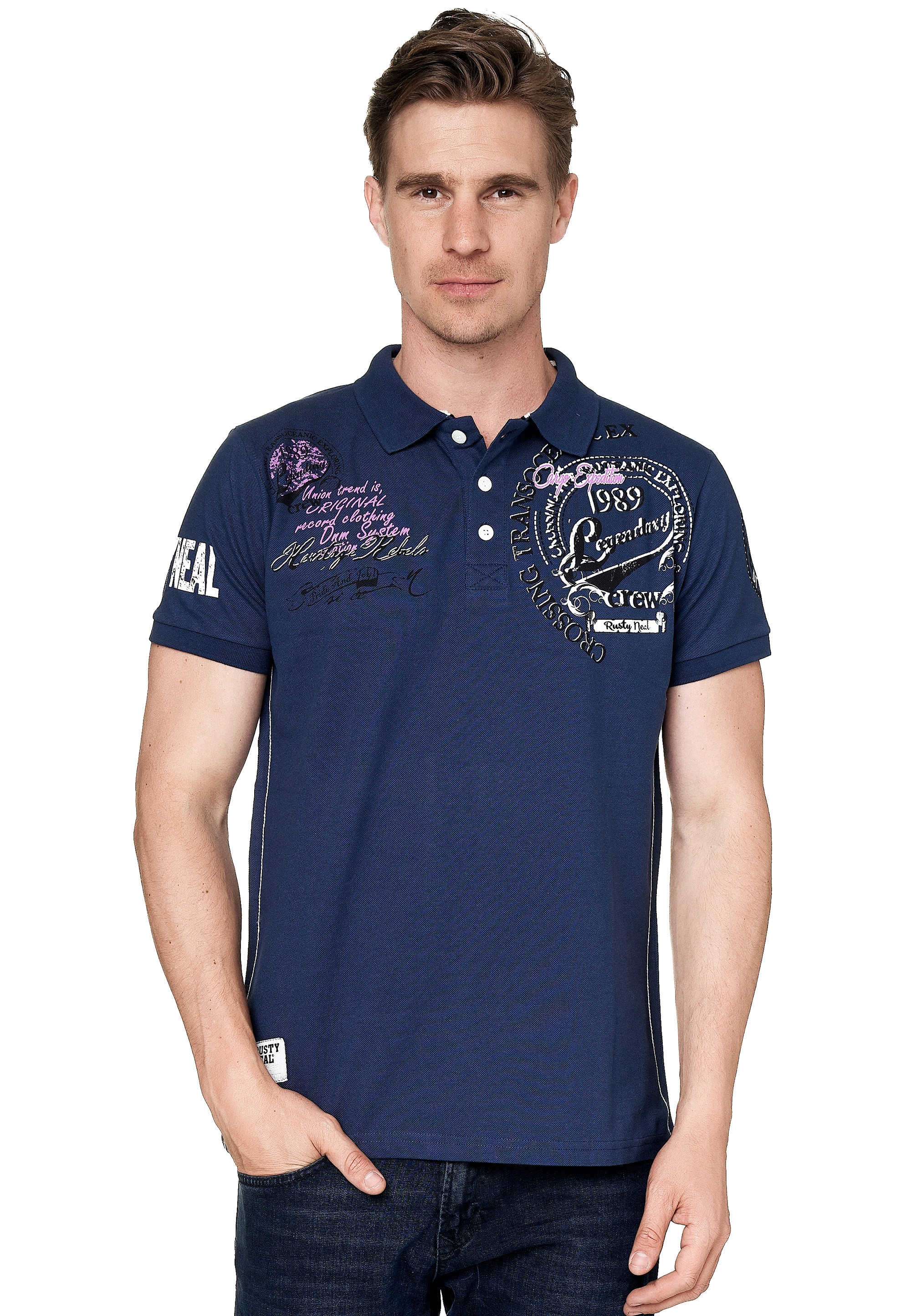 Rusty Neal Poloshirt, mit klassischen Rippbündchen für | BAUR