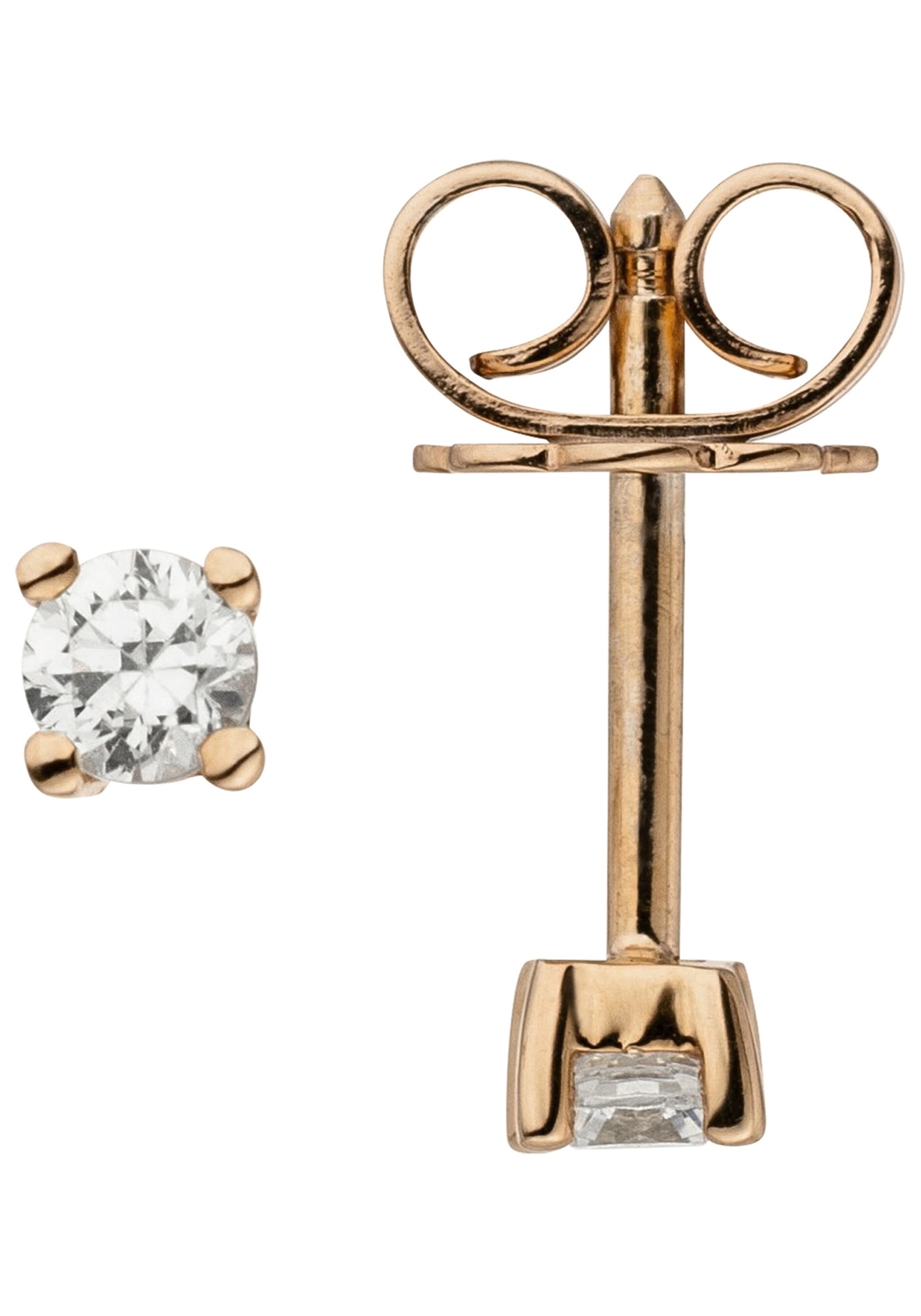 Black Friday JOBO Paar Ohrstecker »Solitär«, 585 Roségold mit 2 Diamanten Brillanten 0,24 ct. | BAUR