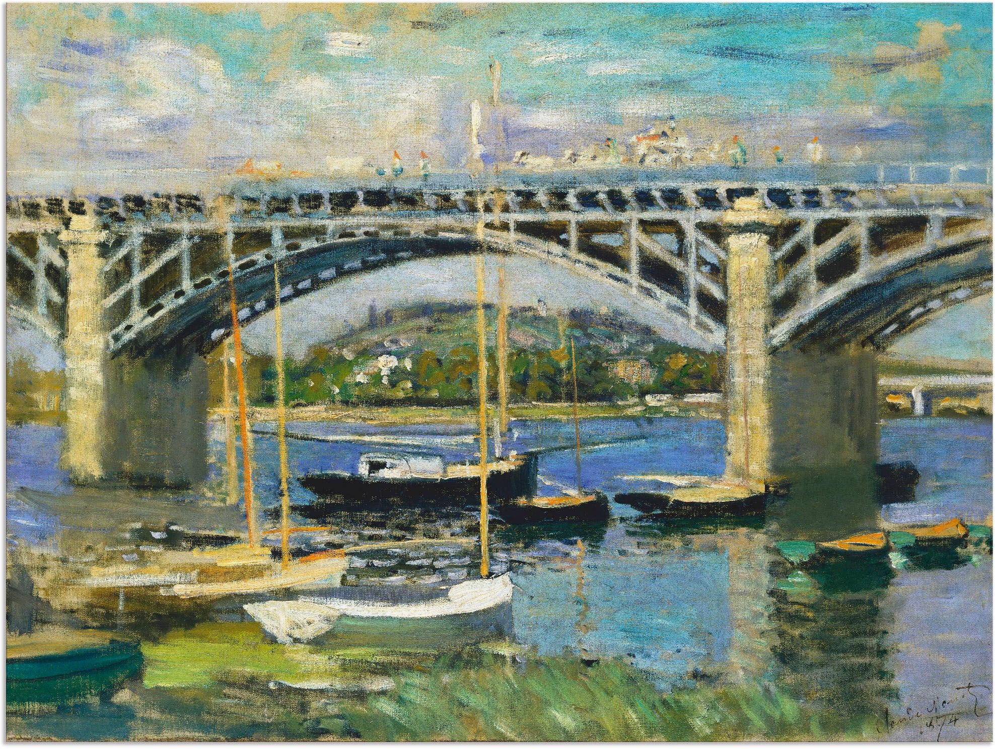 Artland Leinwandbild »Seinebrücke in Argenteuil. 1874«, Brücken, (1 St.), auf Keilrahmen ...