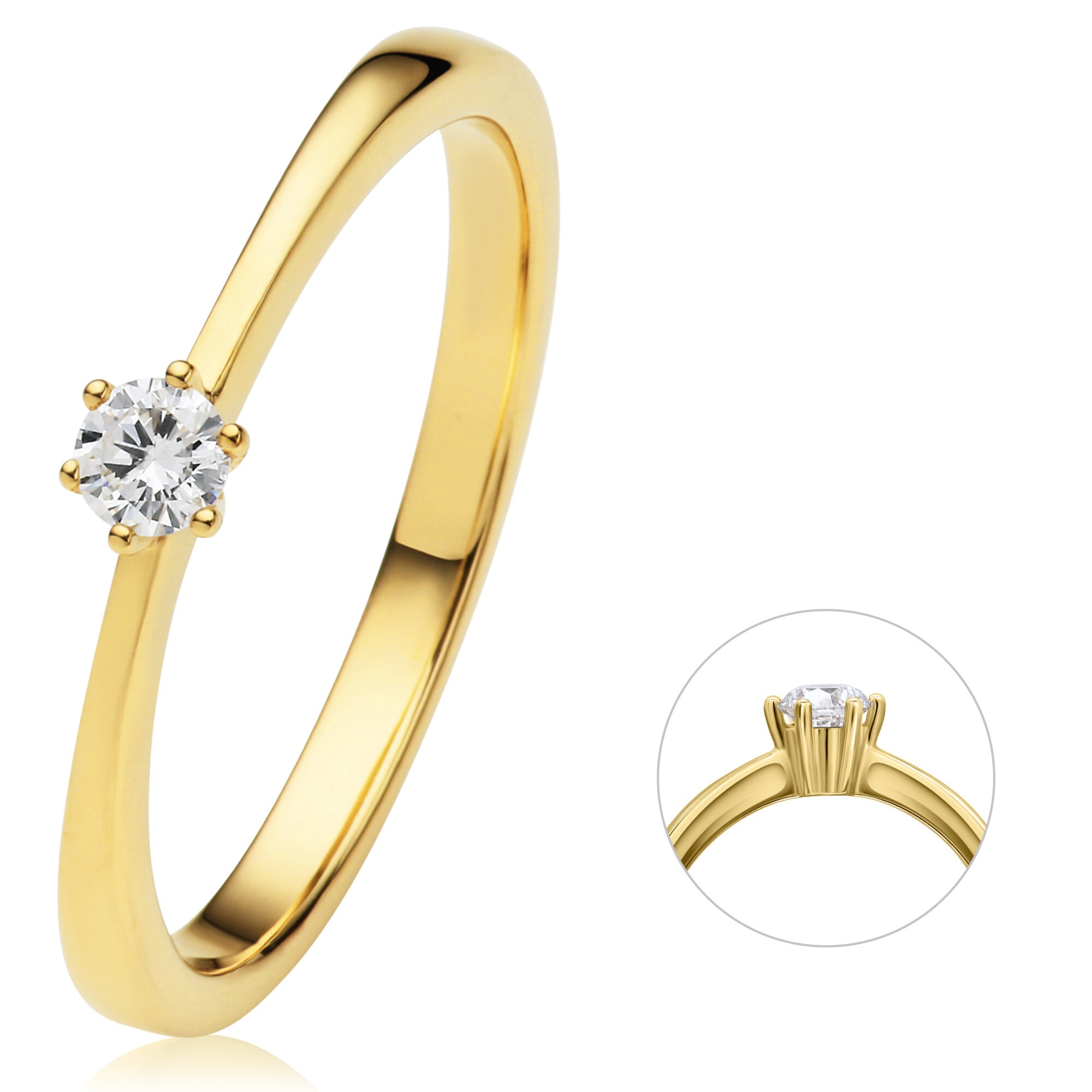 ONE ELEMENT Diamantring »0.1 ct Diamant Brillant Ring aus 750 Gelbgold«, Damen Gold Schmuck für ...